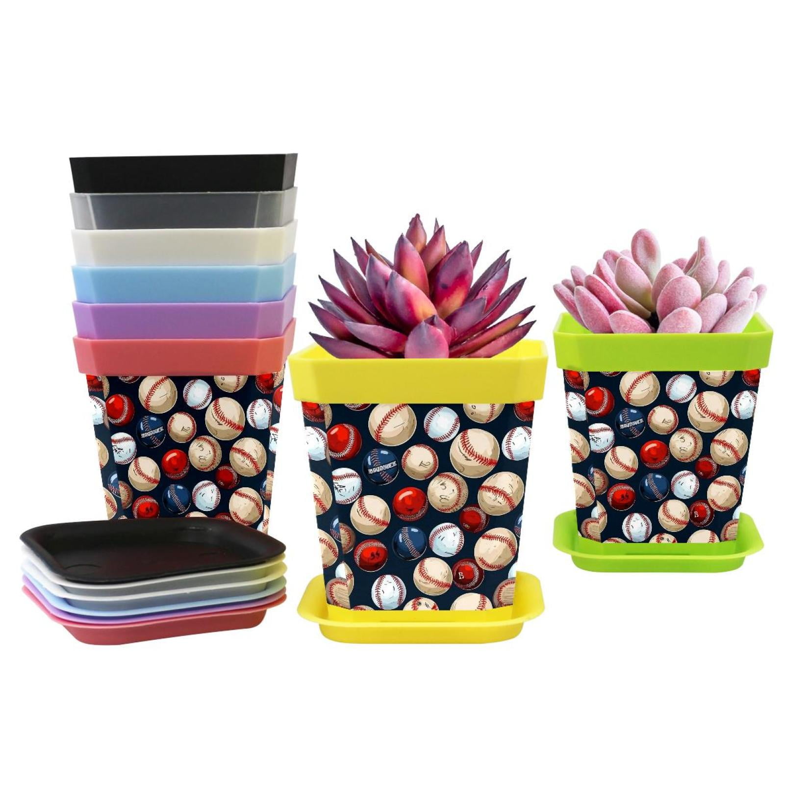 8 PCS Pots for Plants Baseball Plastic Planters with Drainage Holes and ...