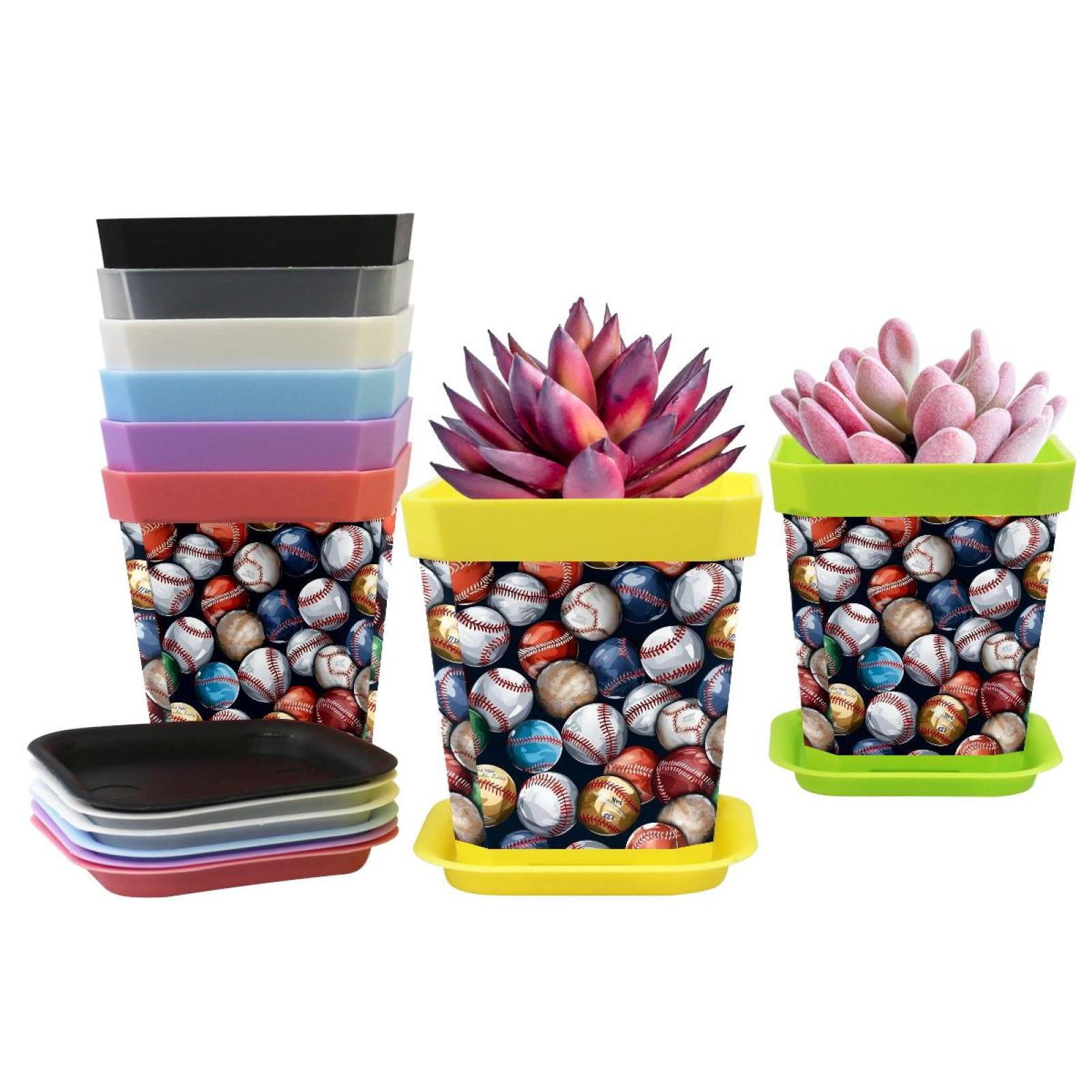 8 PCS Pots for Plants Baseball Plastic Planters with Drainage Holes and ...