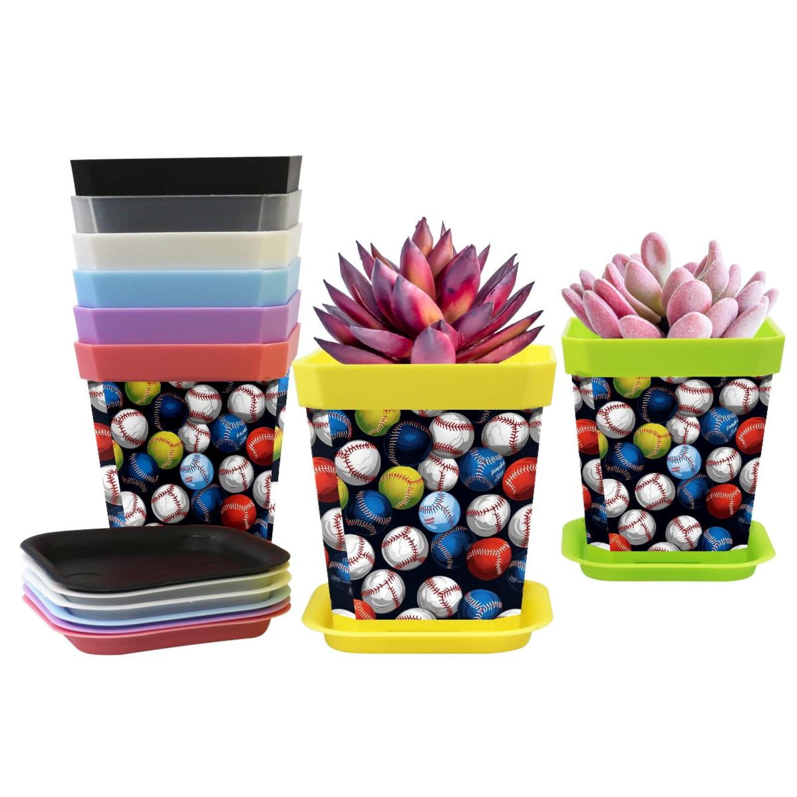 8 PCS Pots for Plants Baseball Plastic Planters with Drainage Holes and ...