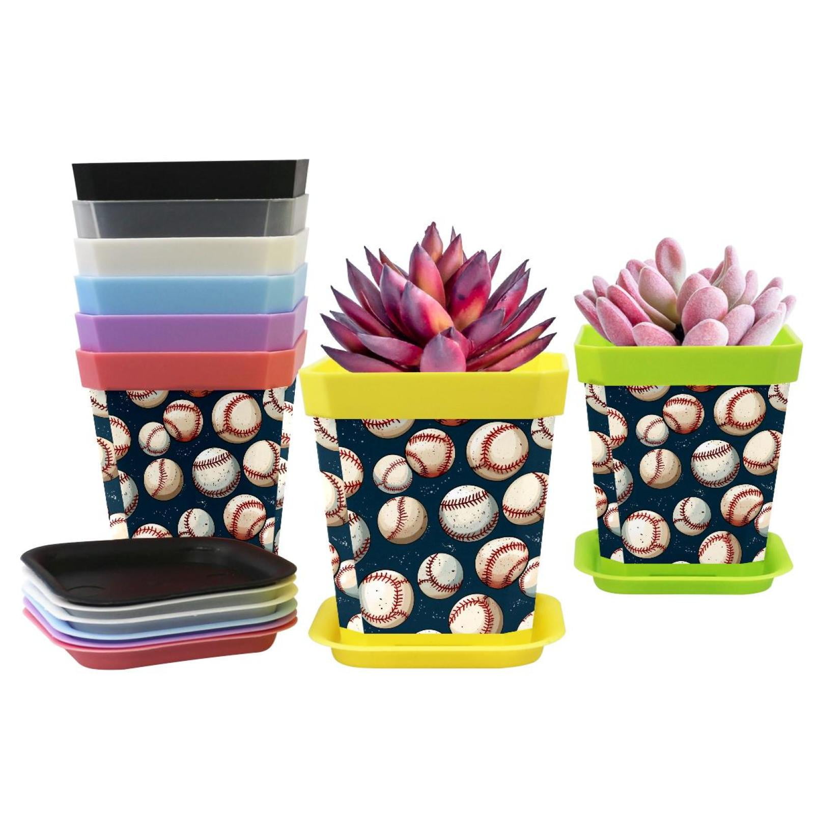 8 PCS Pots for Plants Baseball Plastic Planters with Drainage Holes and ...
