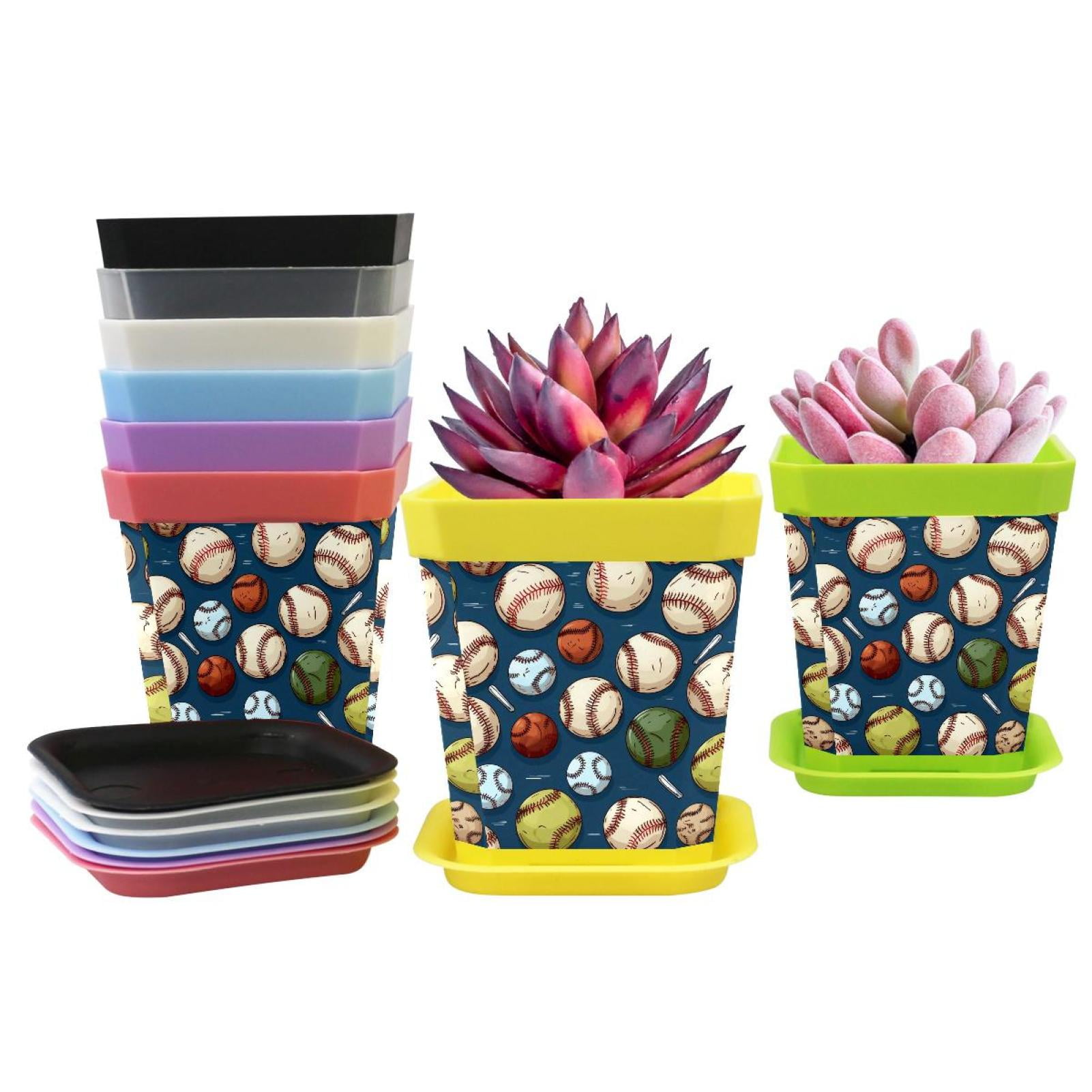 8 PCS Pots for Plants Baseball Plastic Planters with Drainage Holes and ...