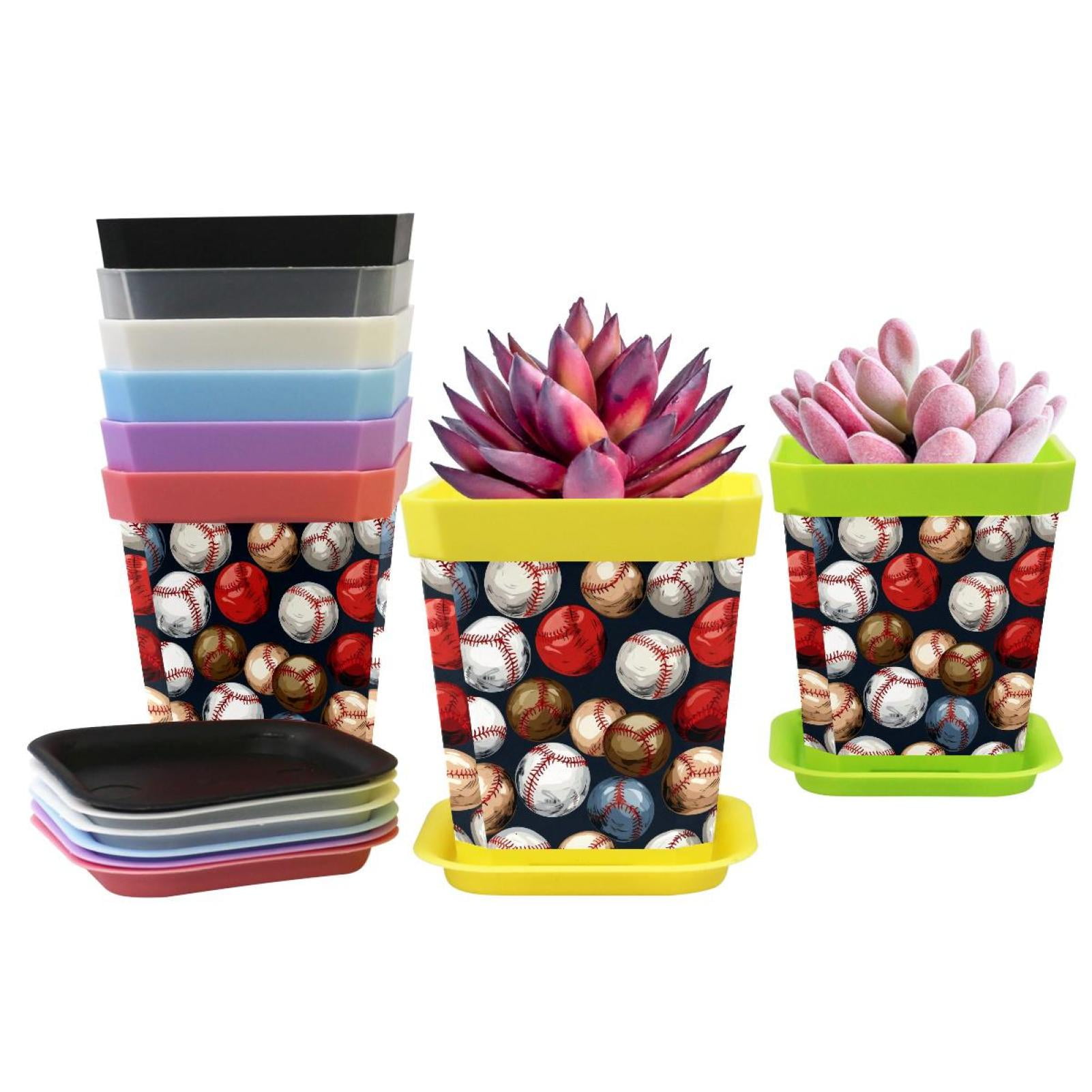 8 PCS Pots for Plants Baseball Plastic Planters with Drainage Holes and ...