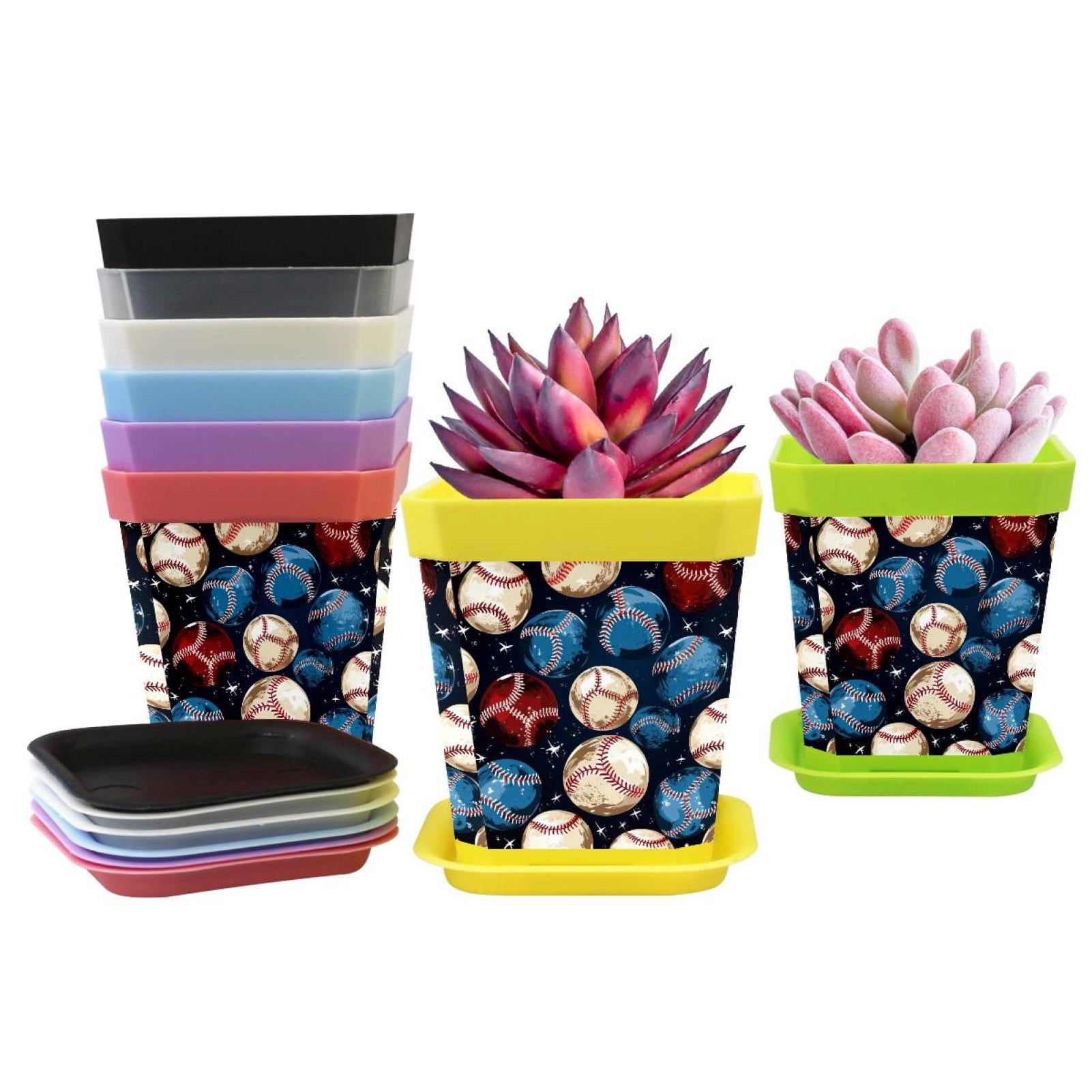 8 PCS Pots for Plants Baseball Plastic Planters with Drainage Holes and ...