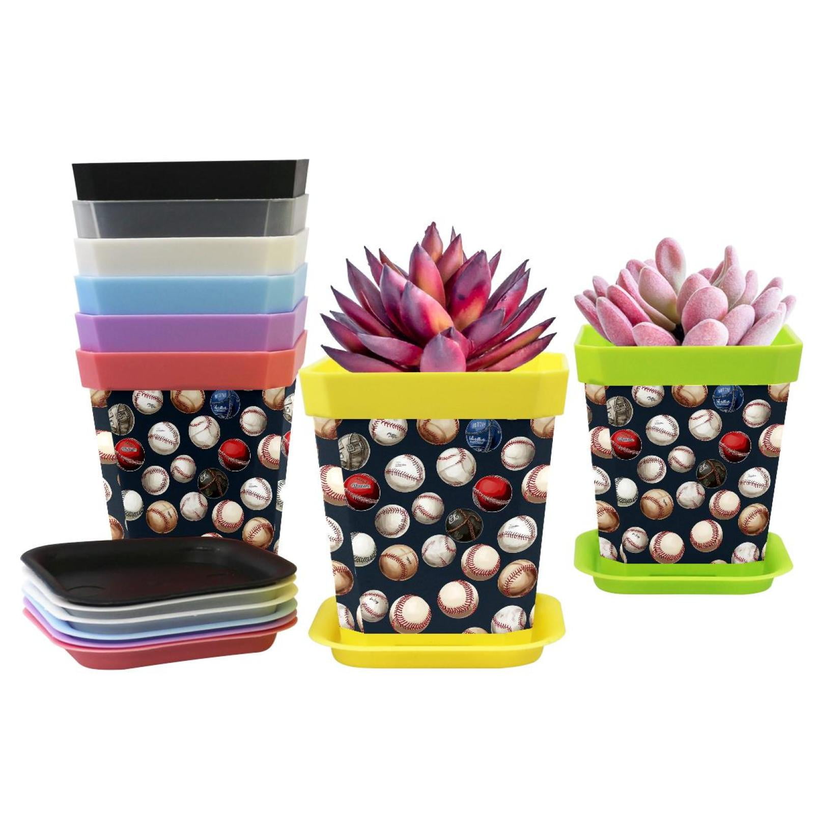 8 PCS Pots for Plants Baseball Plastic Planters with Drainage Holes and ...
