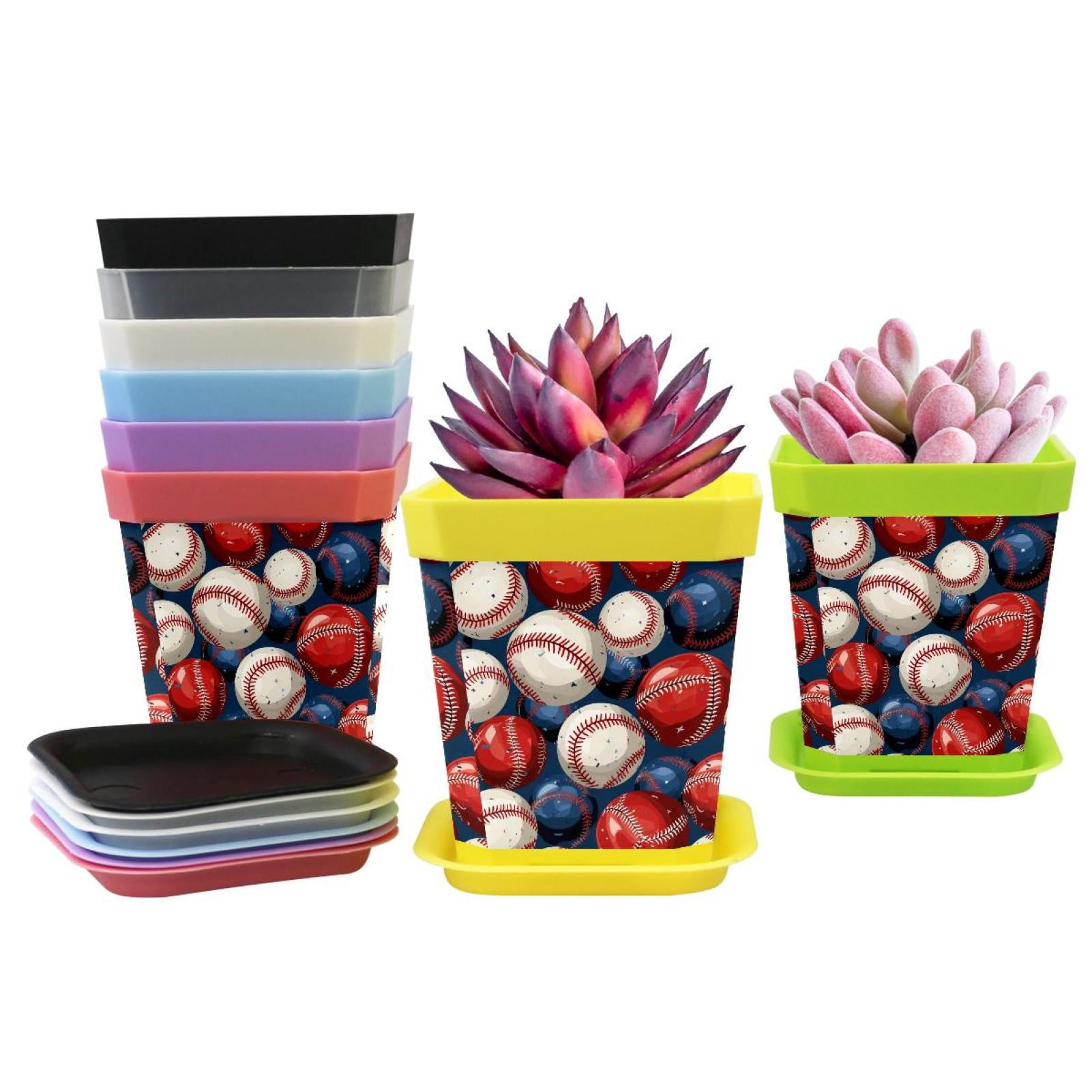 8 PCS Pots for Plants Baseball Plastic Planters with Drainage Holes and ...