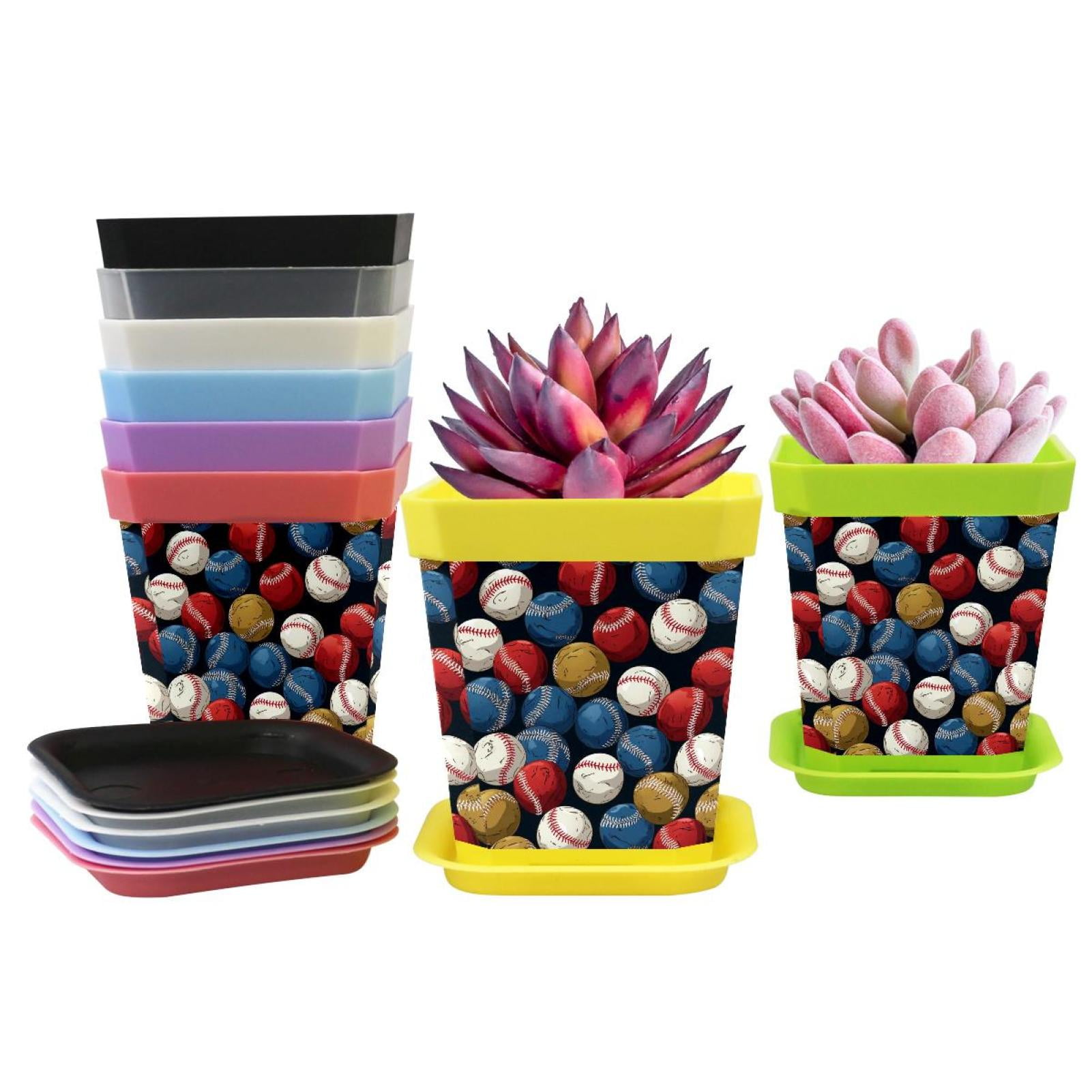 8 PCS Pots for Plants Baseball Plastic Planters with Drainage Holes and ...