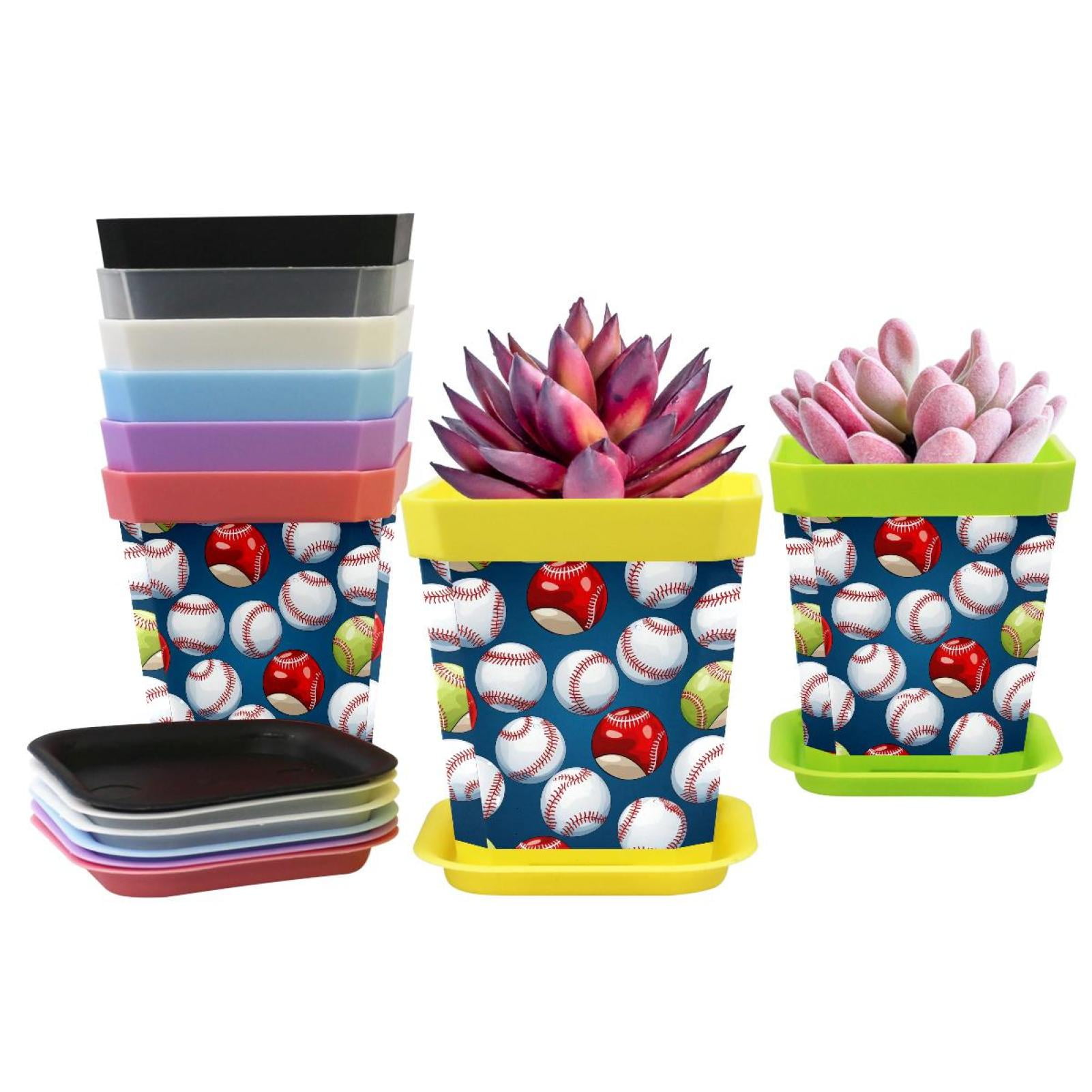 8 PCS Pots for Plants Baseball Plastic Planters with Drainage Holes and ...