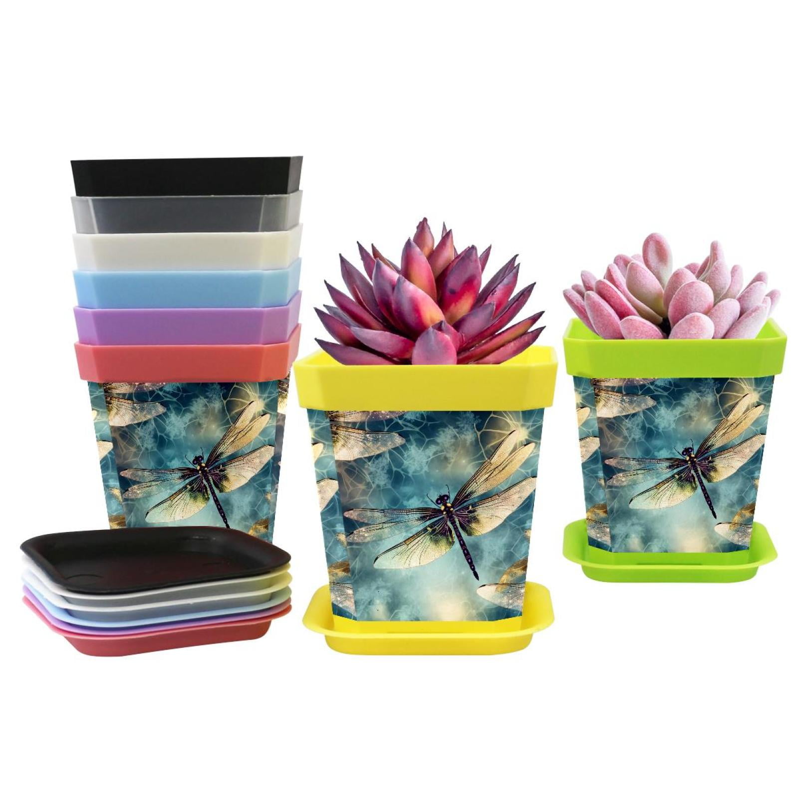 8 PCS Pots for Plants Dragonfly Plastic Planters with Drainage Holes ...