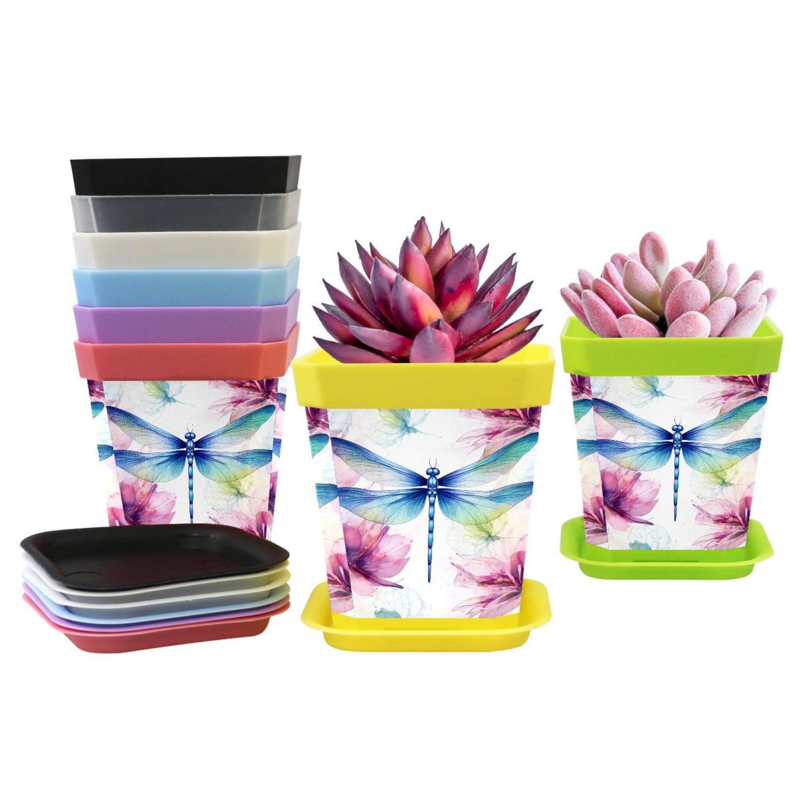 8 PCS Pots for Plants Dragonfly Plastic Planters with Drainage Holes ...