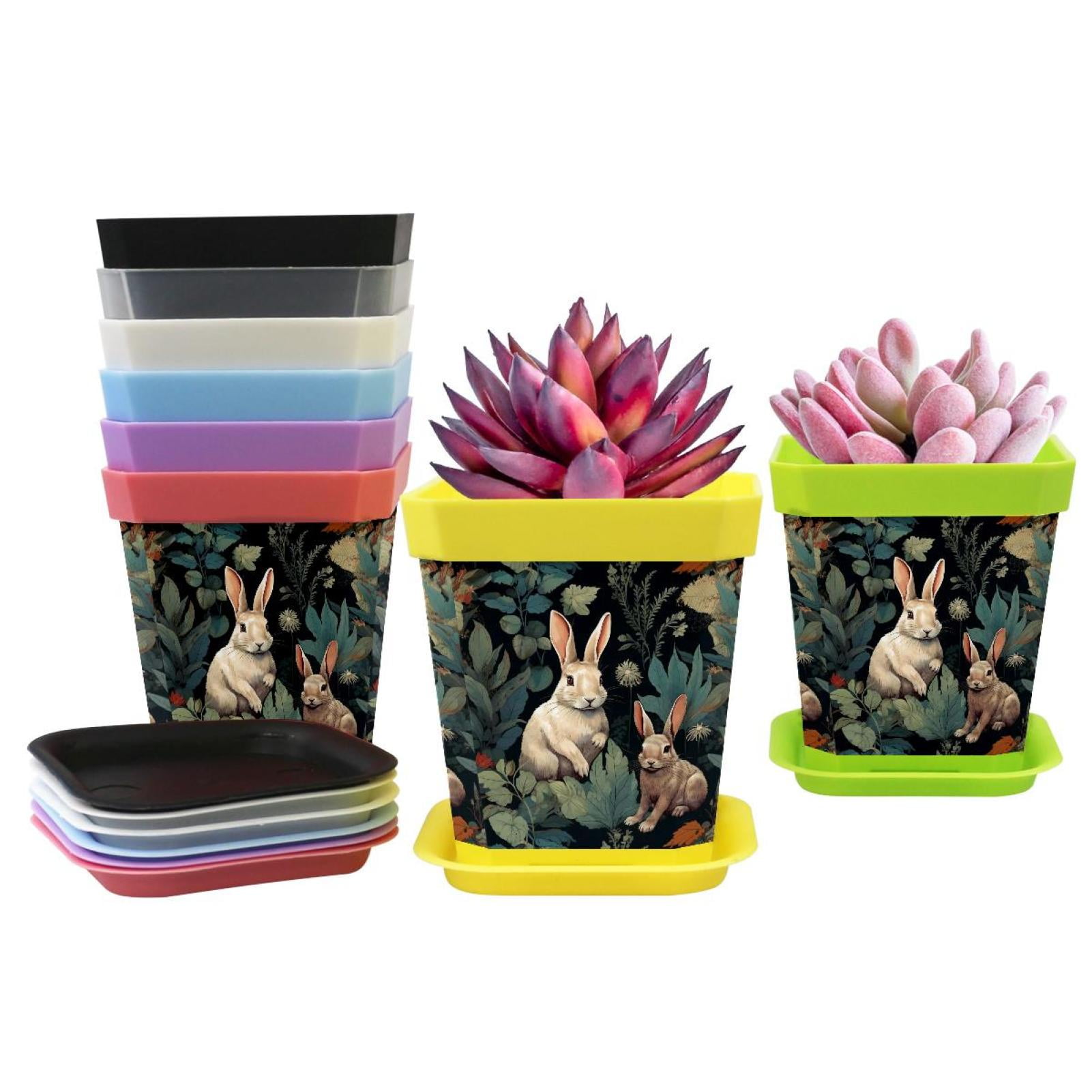 8 PCS Pots for Plants Rabbit Plastic Planters with Drainage Holes and ...