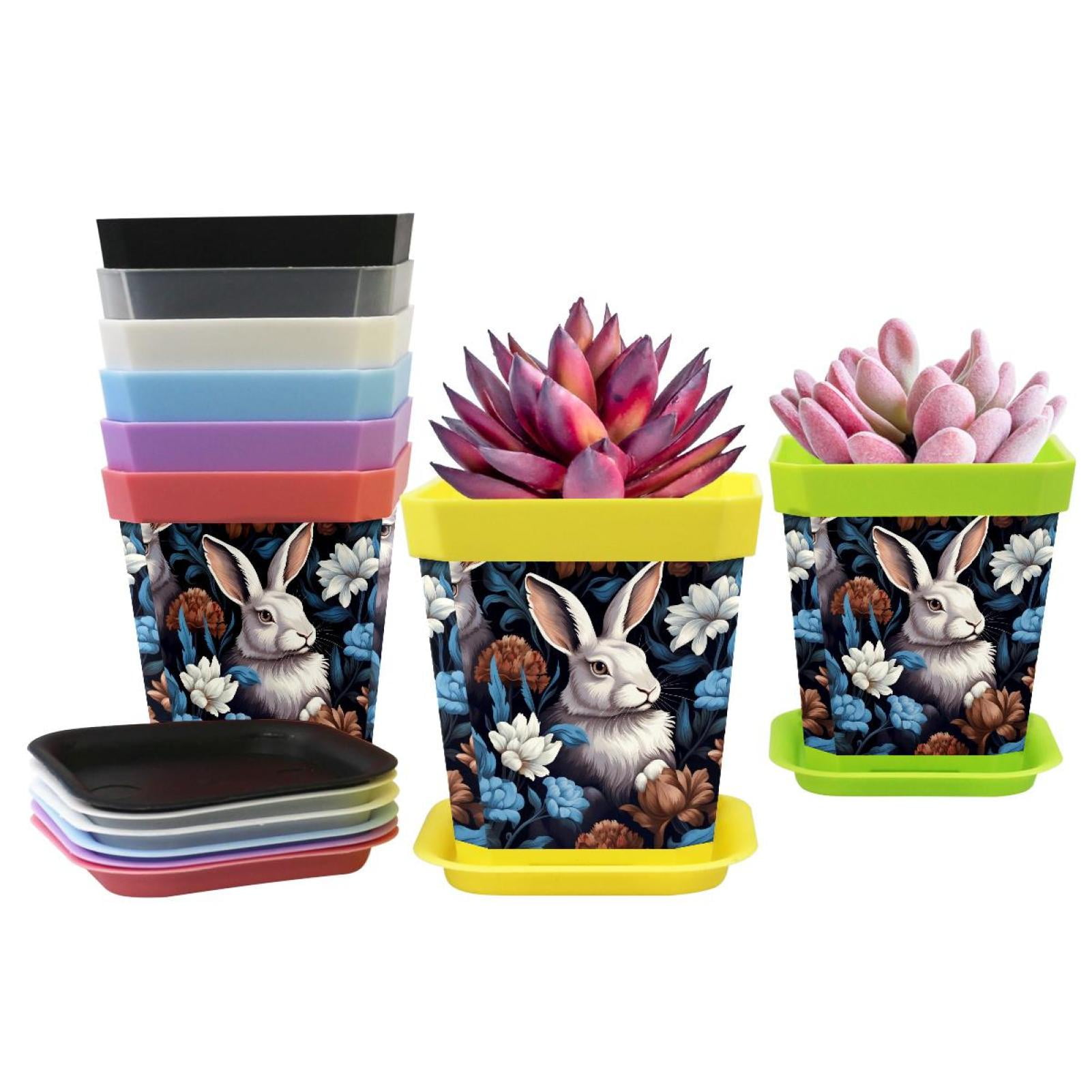8 PCS Pots for Plants Rabbit Plastic Planters with Drainage Holes and ...