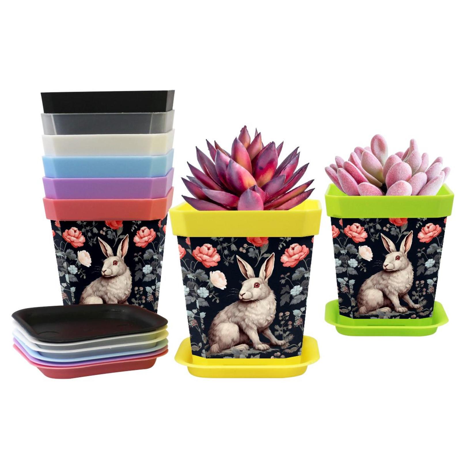 8 PCS Pots for Plants Rabbit Plastic Planters with Drainage Holes and ...