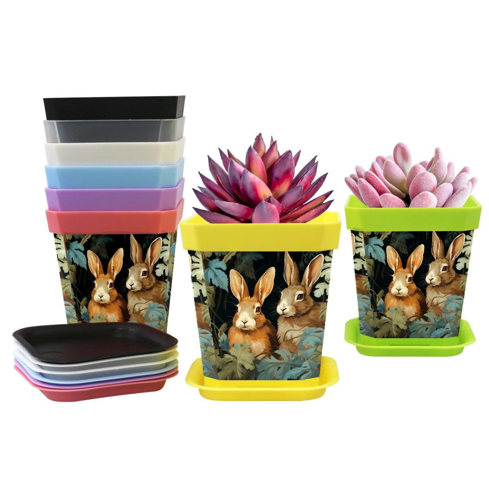 8 PCS Pots for Plants Rabbit Plastic Planters with Drainage Holes and ...