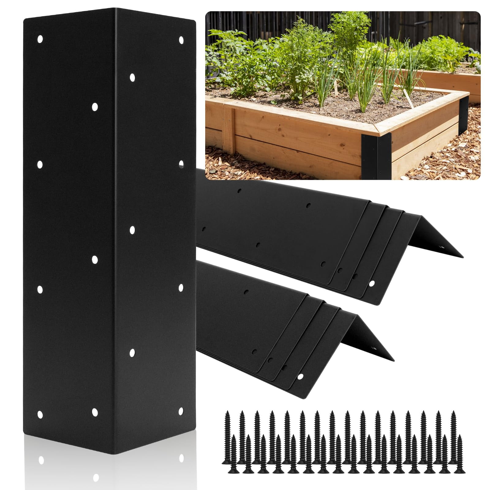 8 PCS Raised Garden Bed Corner Brackets for 10"-24" Height Wood Frame ...