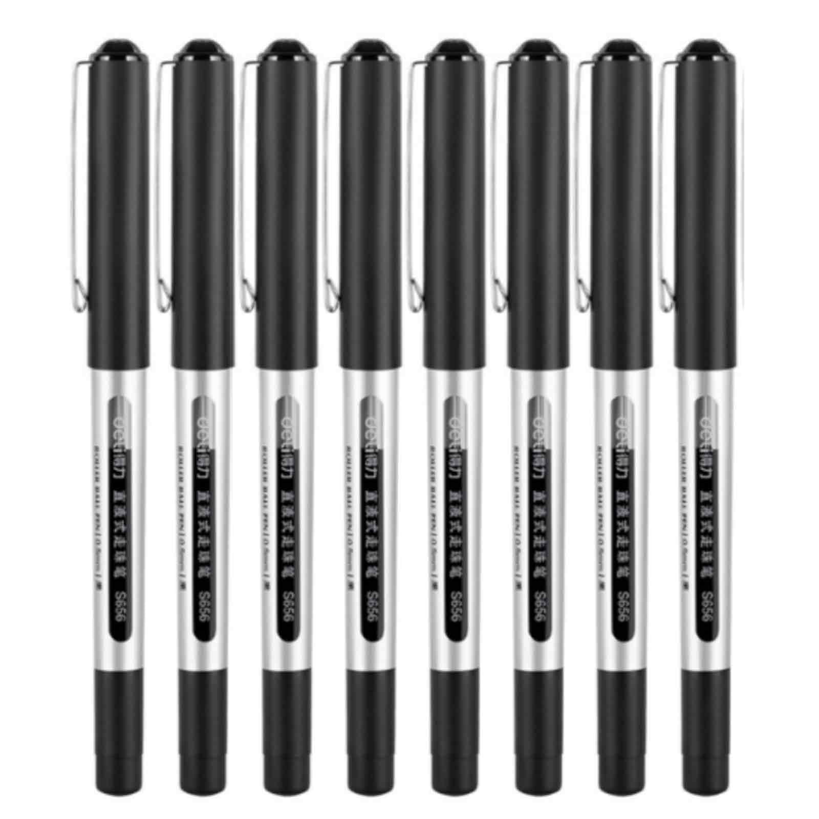 8 PCS Rollerball Pens Black Ink, Stick Ballpoint, Black Gel Pens for ...