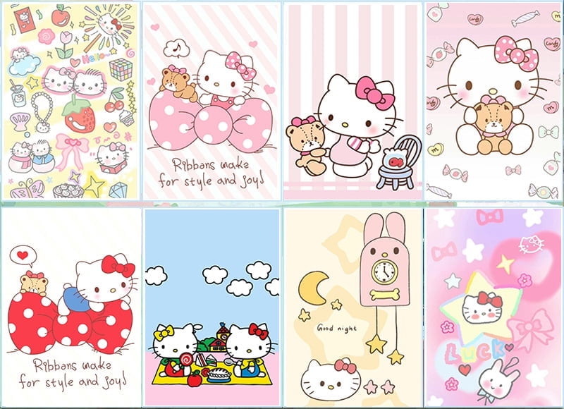 8 PCS Sanrio Posters Hello Kitty Wall Collage Kit Manga Decor Live Room ...