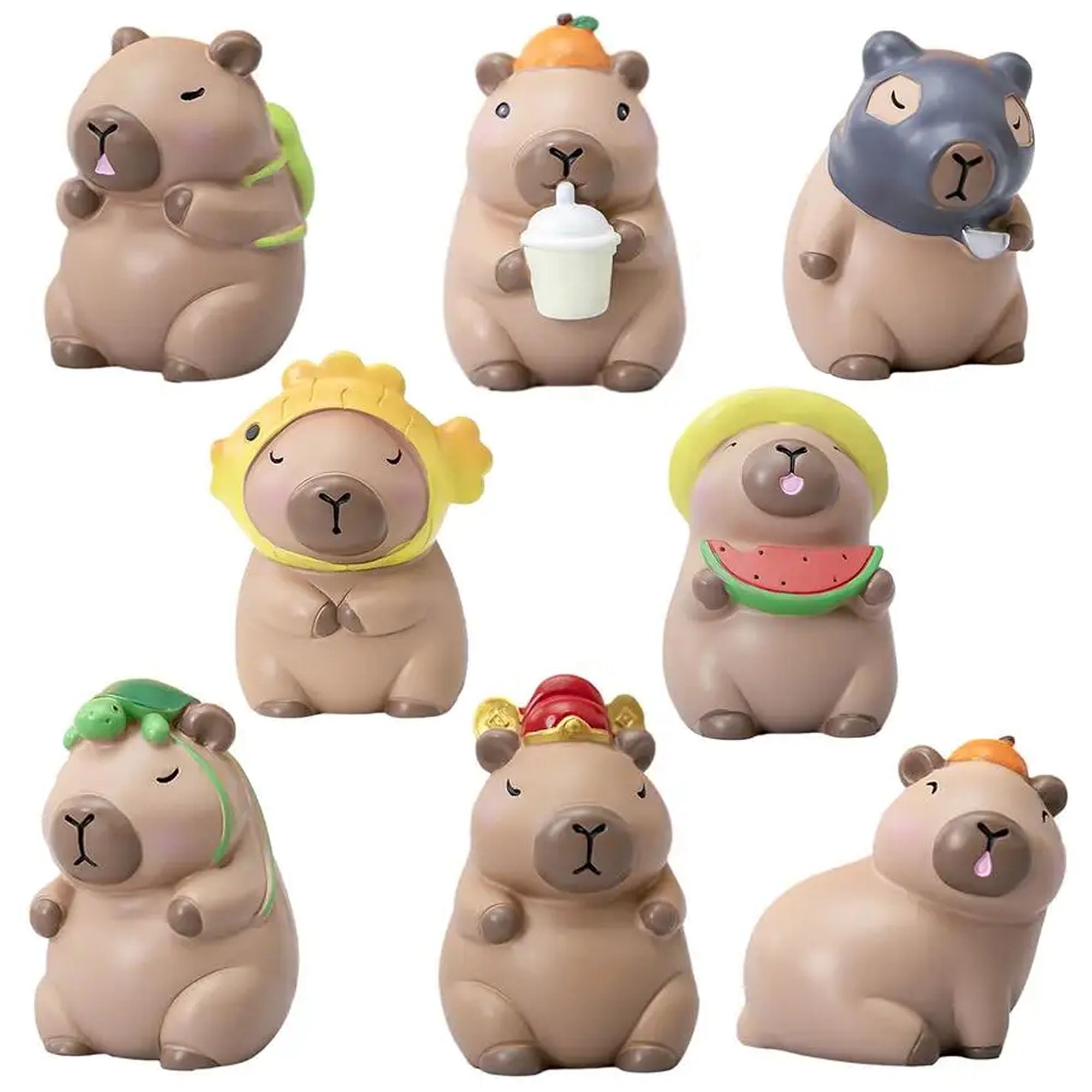 8 PCS Set Capybara Action Figures, Each Figure is about 2" Tall ...