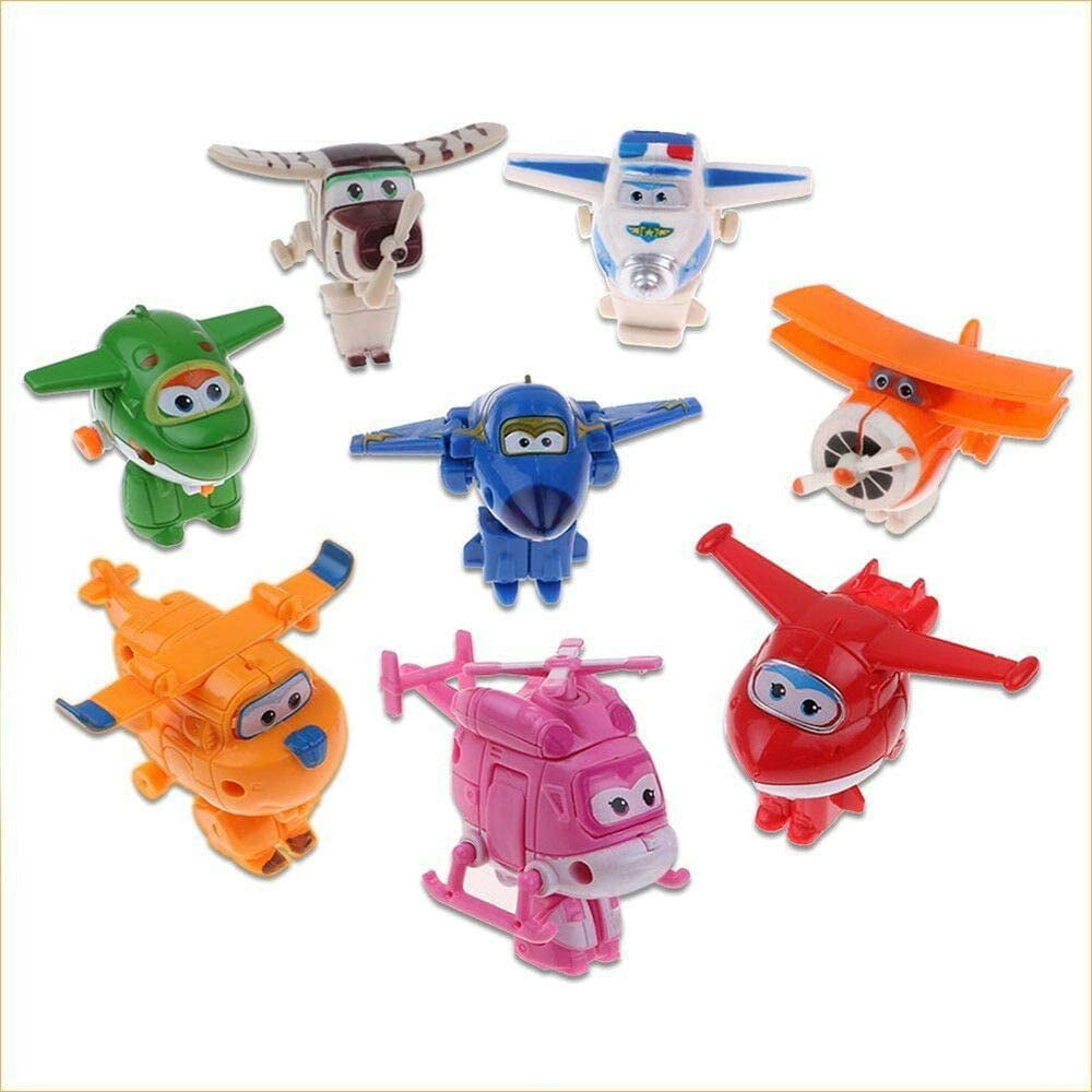 8 PCS Set of Super Planes Deformation Airplane Robot Action Your Planes ...