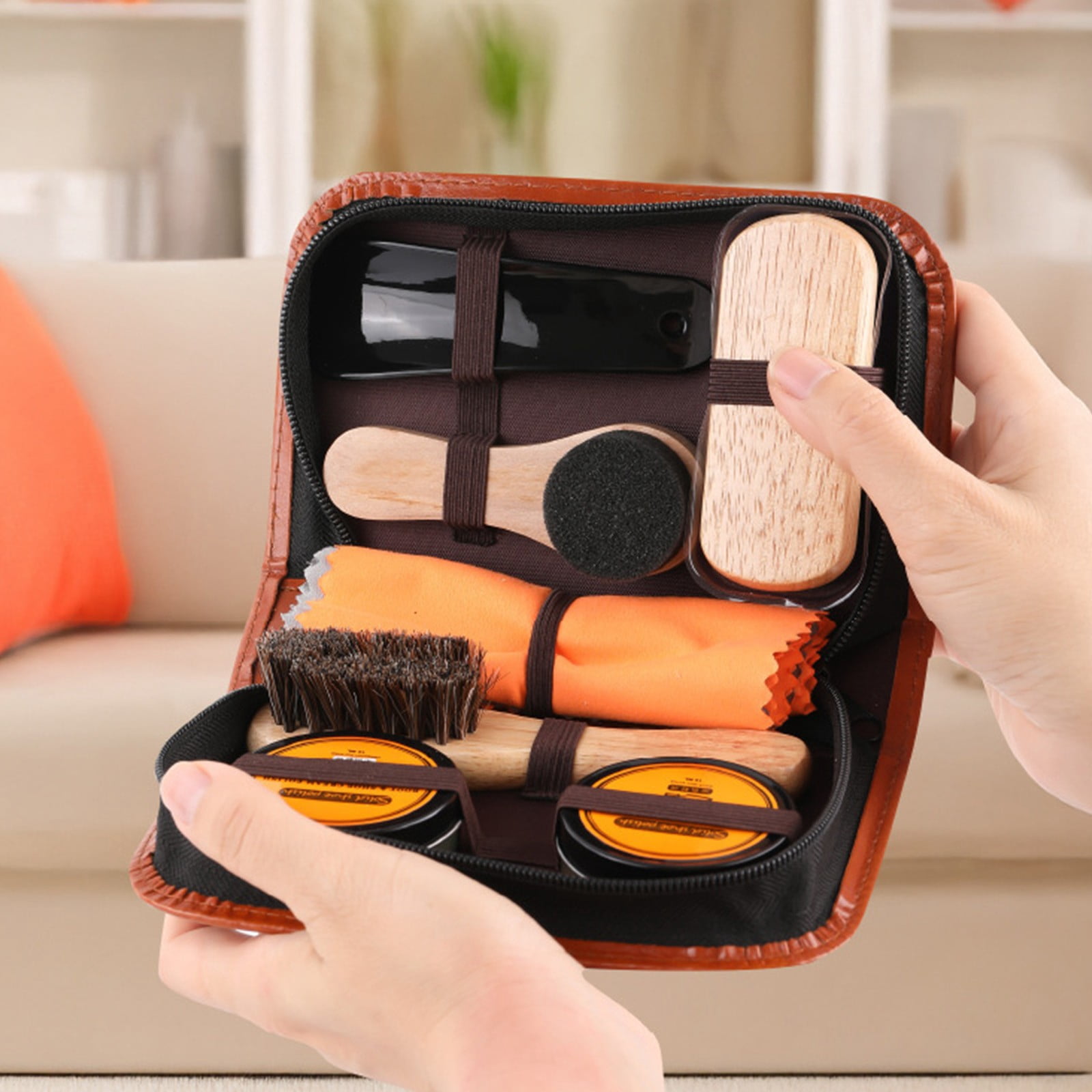 8 PCS Shoe Shine Kit & Leather Polish Set with 1 Horsehair Brushes,2 ...
