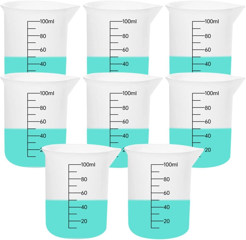 8 PCS Silicone Measuring Cups Kits,Silicone Measuring Cup,100ml Non ...