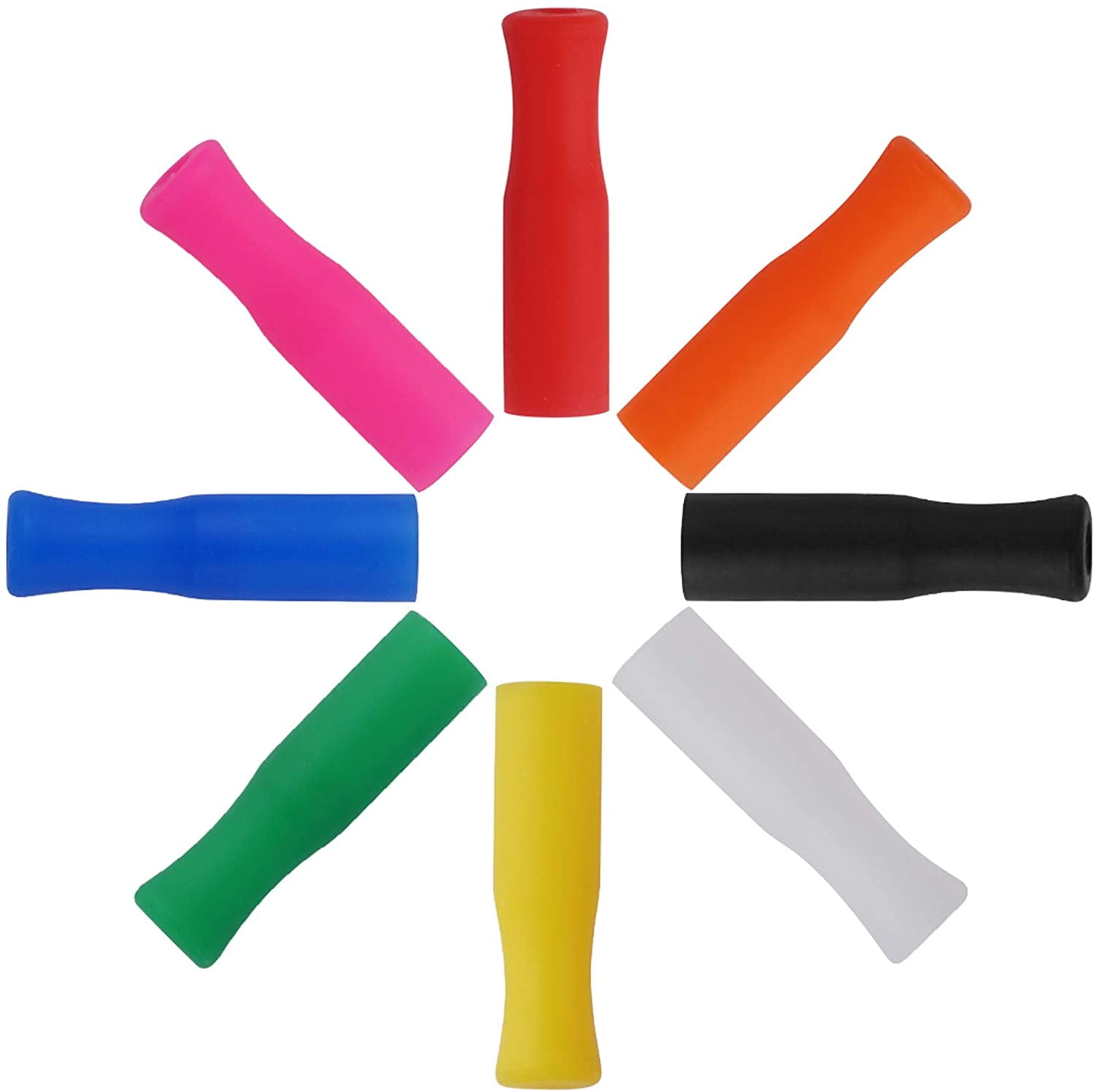 8 PCS Silicone Straw Tips, Multi Colored Food Grade Straws Nozzles ...
