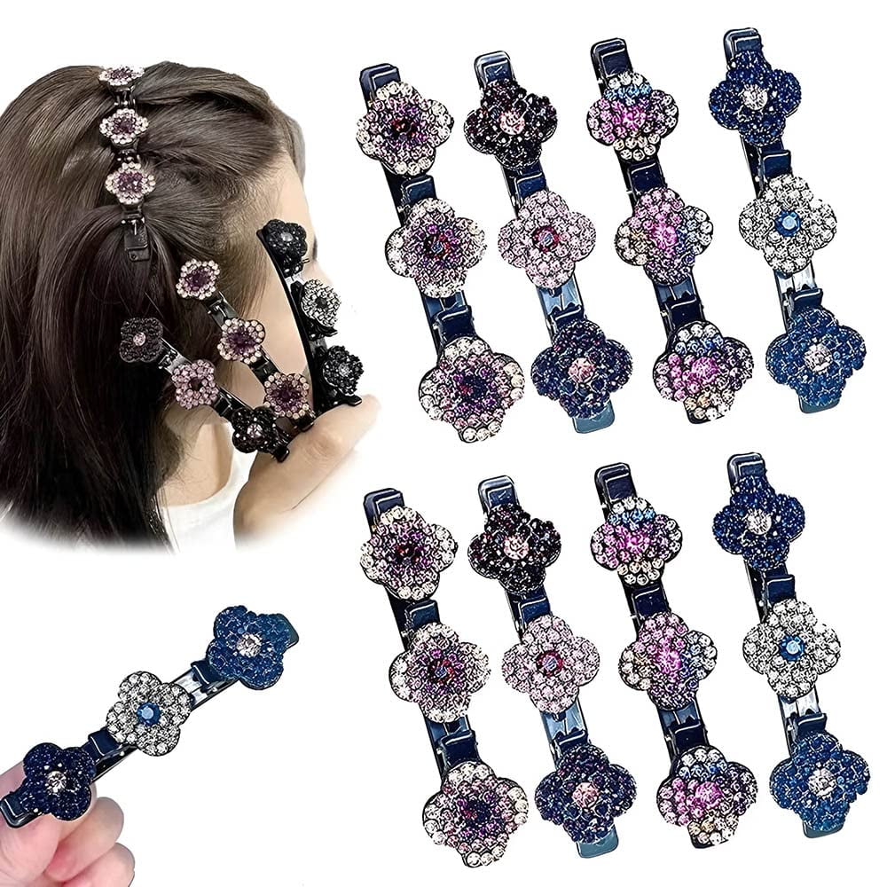 8 PCS Sparkling Rhinestone Hair Twister Hairpin Accessories, Triple ...