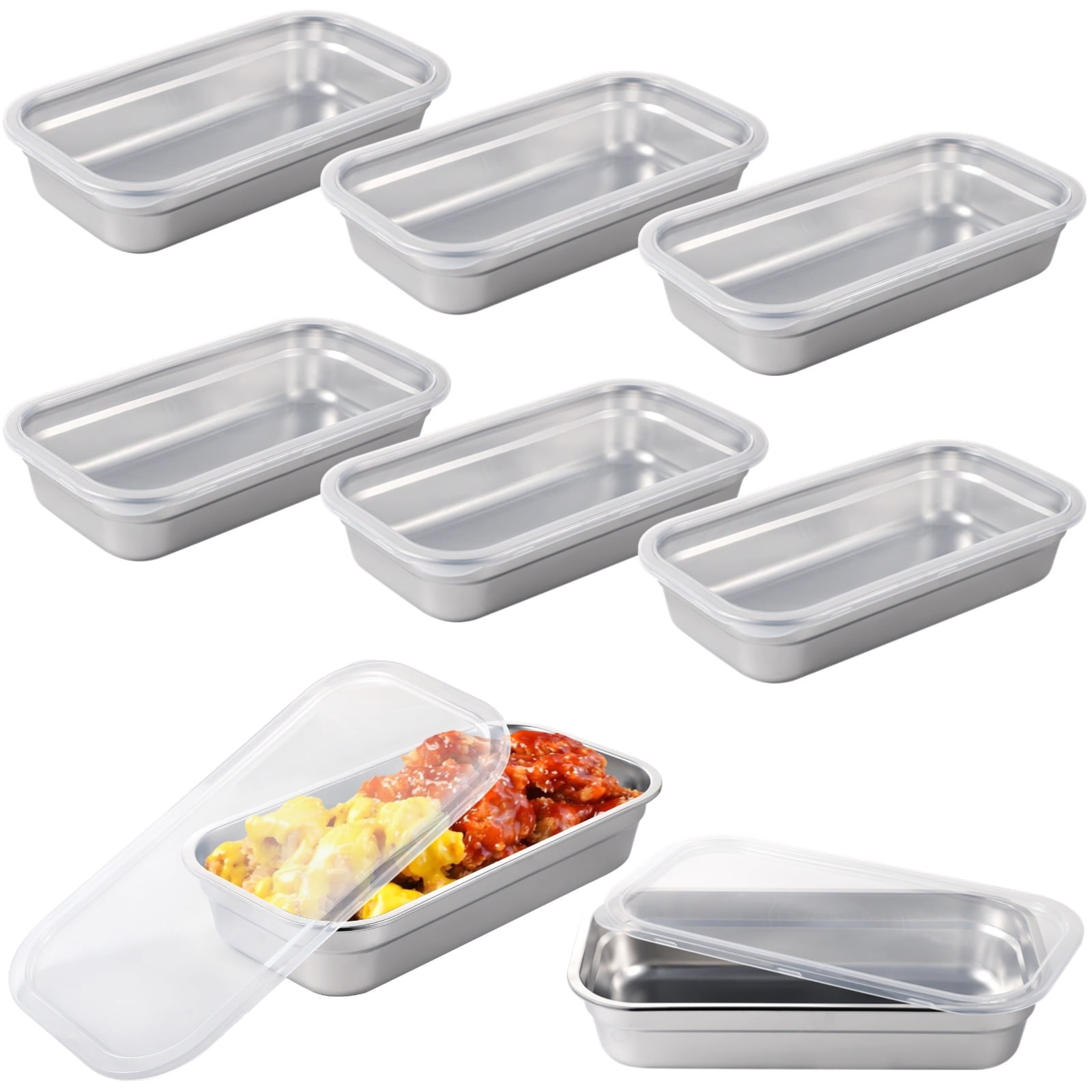 8 304 stainless steel food storage containers with LIDS, stackable ...