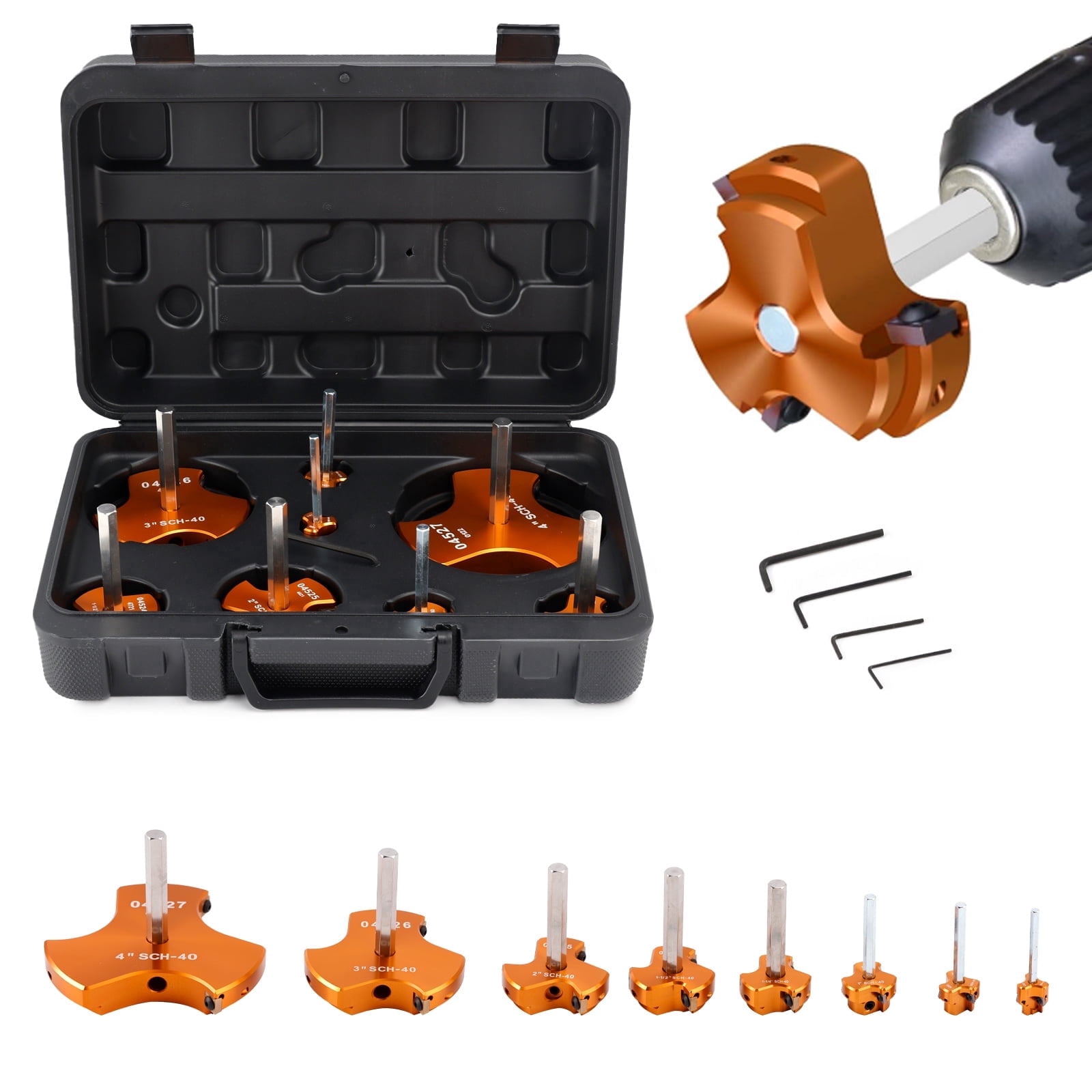 8 PCS Triple Blade PVC Pipe Reamer Kit Pipe Fitting Reamer Tool For ...