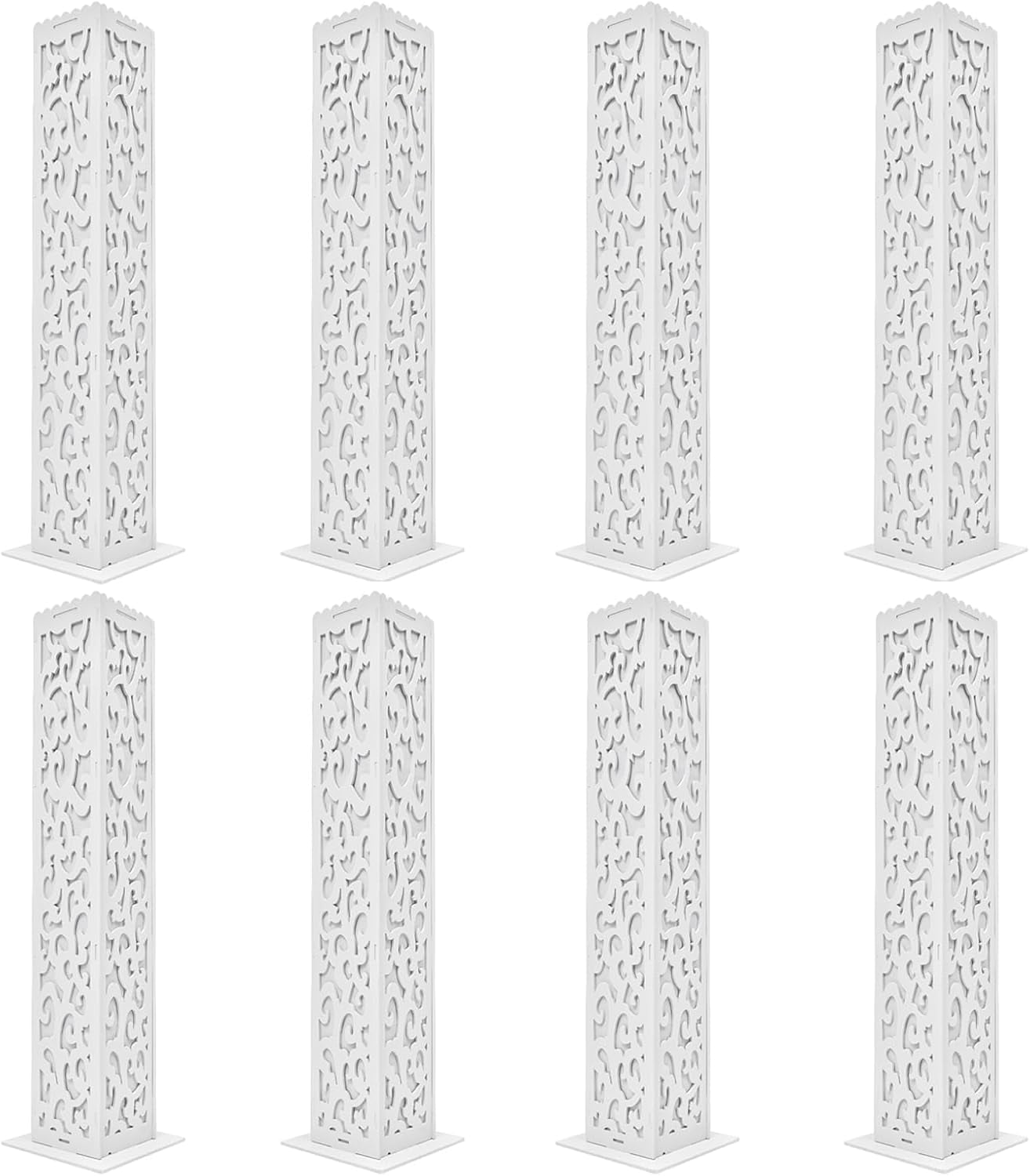 8 PCS Wedding Flower Columns, 47.2 Inch Tall White Carved Pillars with ...