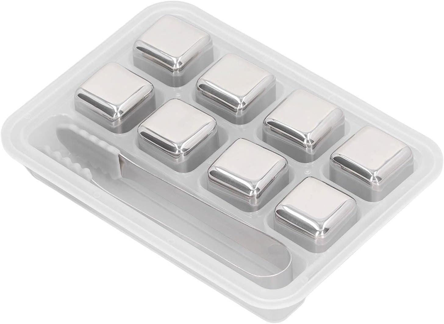 8 PCS Whiskey Stone Set, Stainless Steel Material Whiskey Ice Stones Strong Erosion Resistance ...