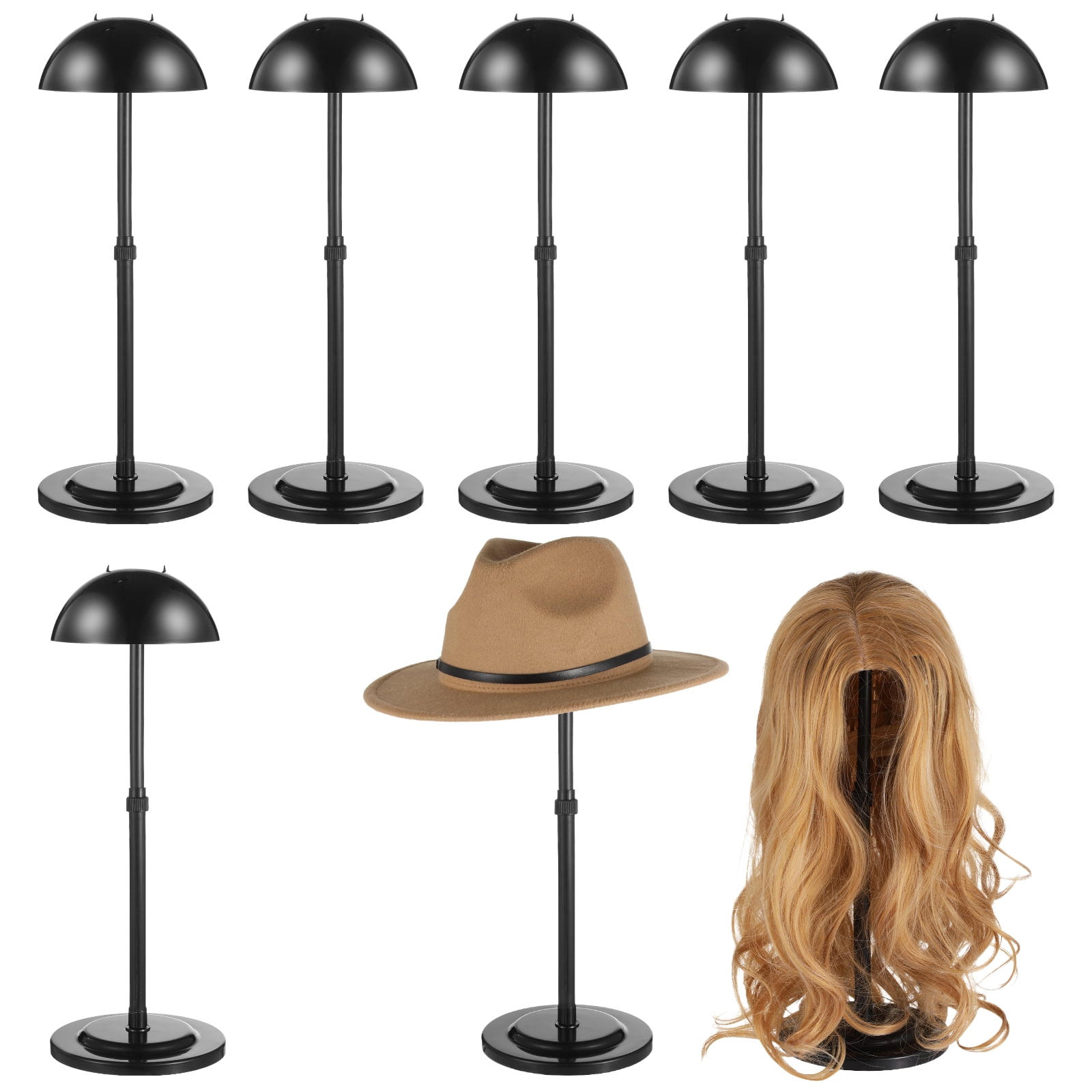 8 PCS Wig Stands, Adjustable Height Wig Head Stand with Black Plastic ...