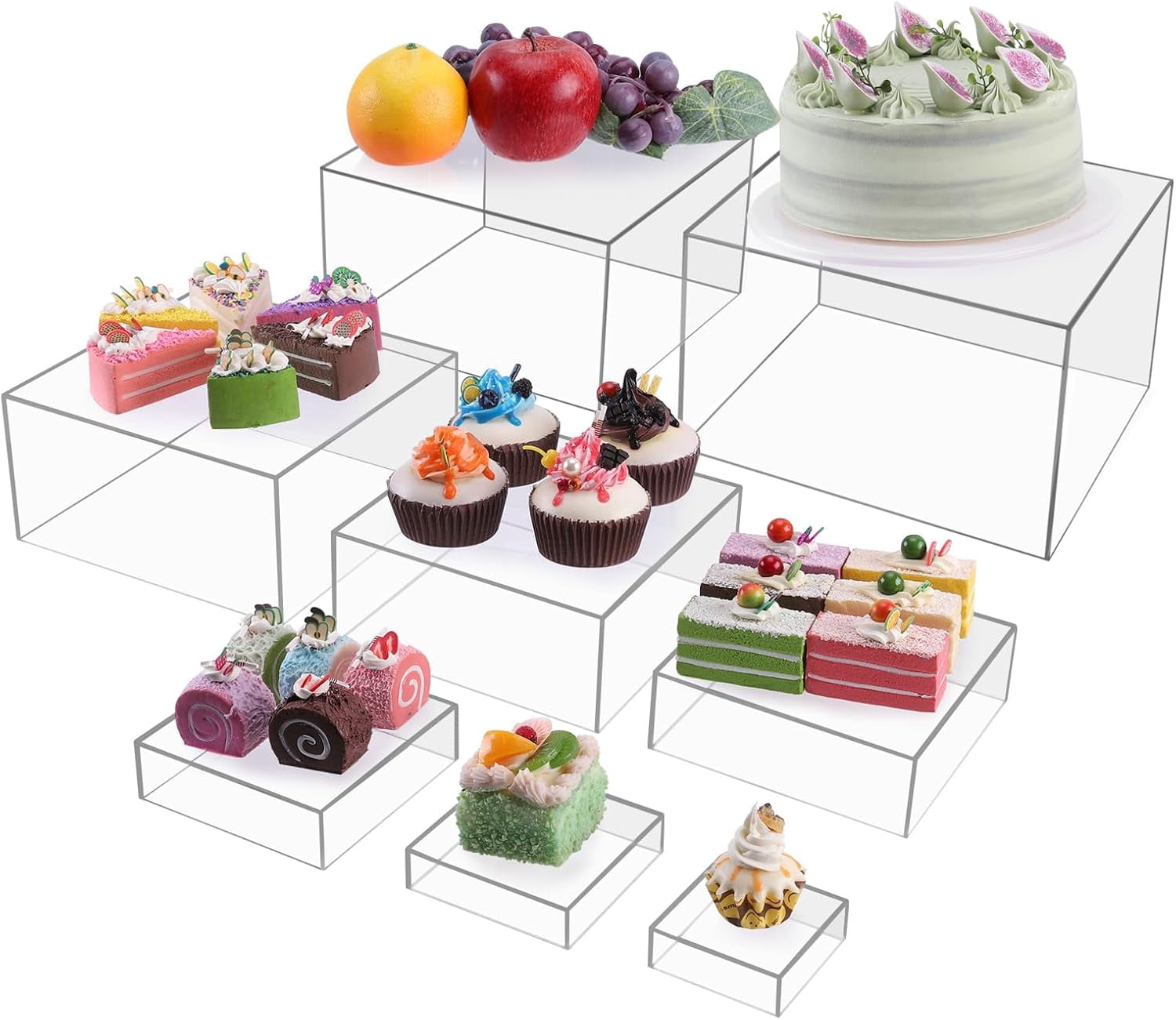 8 PCS clear Buffet Risers，Large Food Risers for Buffet Table, Dessert ...