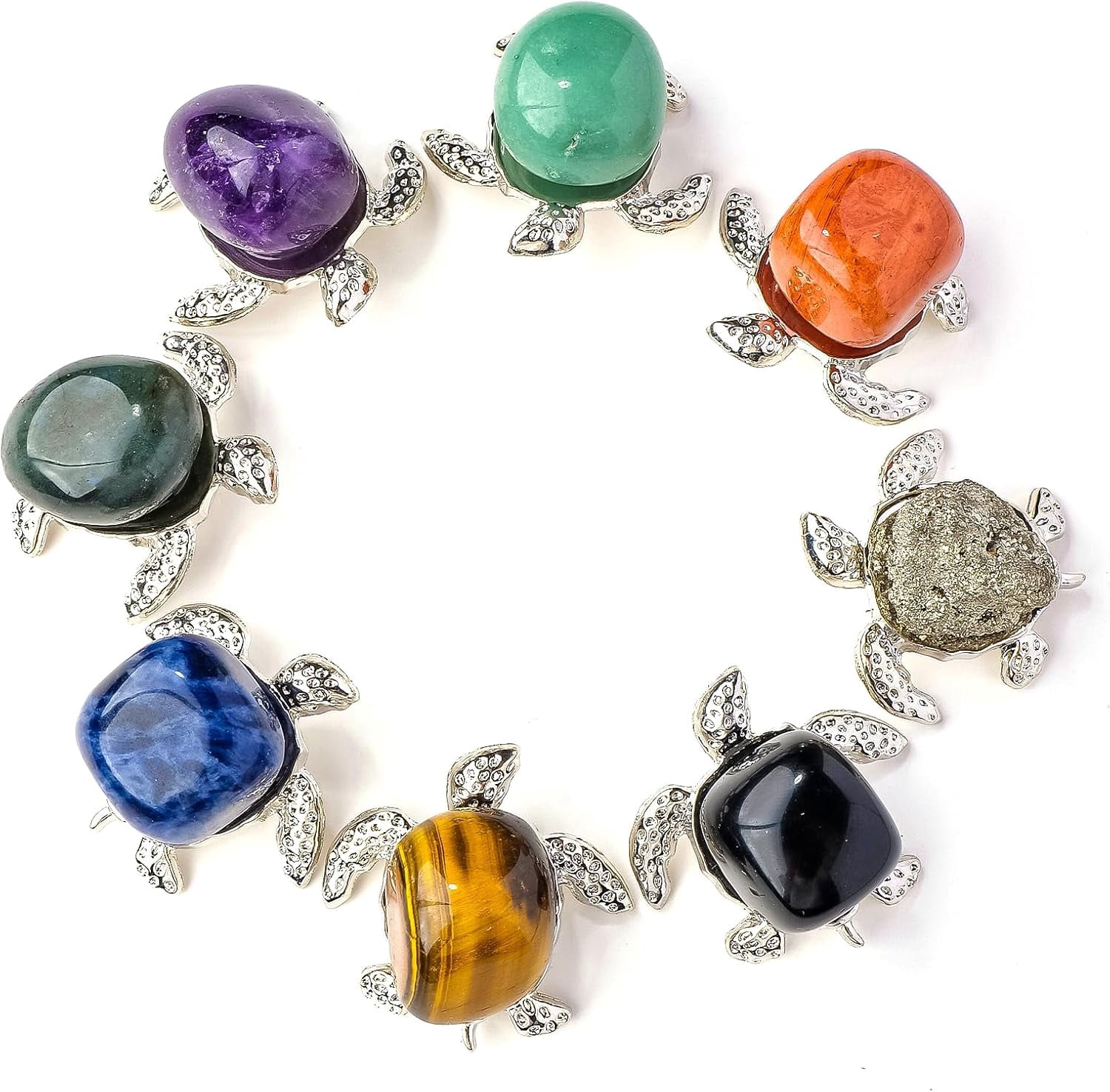 8 PCS for Teens Crystal Figurines Turtle Natural Animal Figurines Sea ...