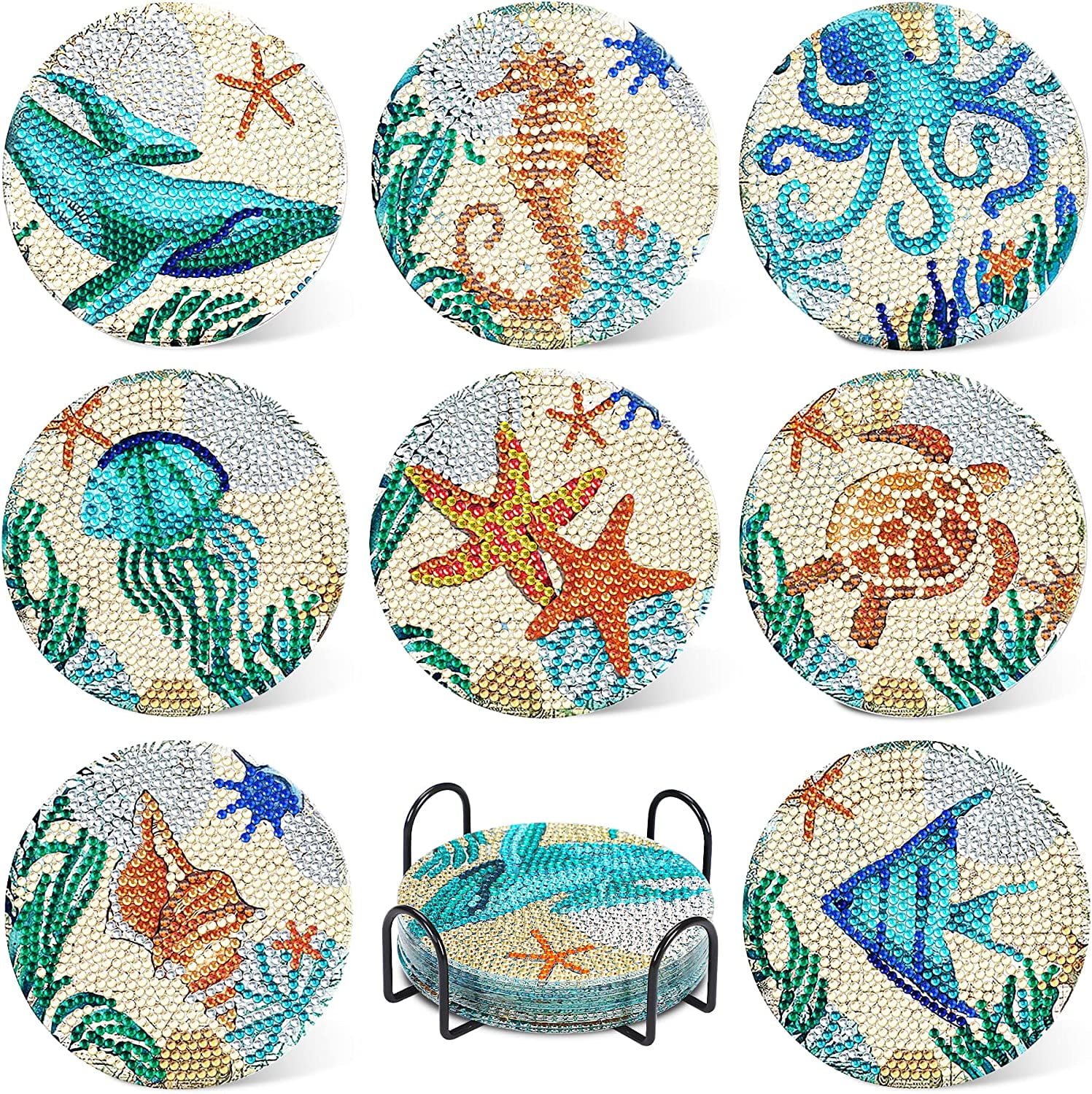 8 PCs Diamond Art Cup Coaster, Pot Holders,Trivets for Hot Pots,Arts ...