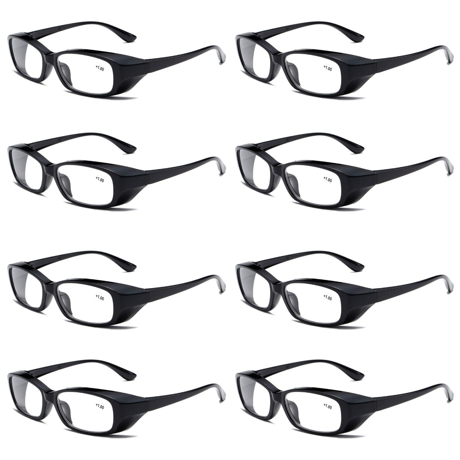 8 PK Clear Lens Mens Black Frame Reading Glasses Heavy Duty Readers for ...