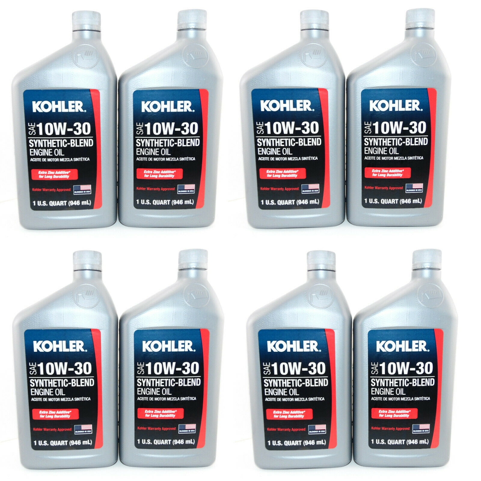 8 PK Synthetic Blend 10W30 Kohler Universal Engine Oil 1 Quart Bottles ...