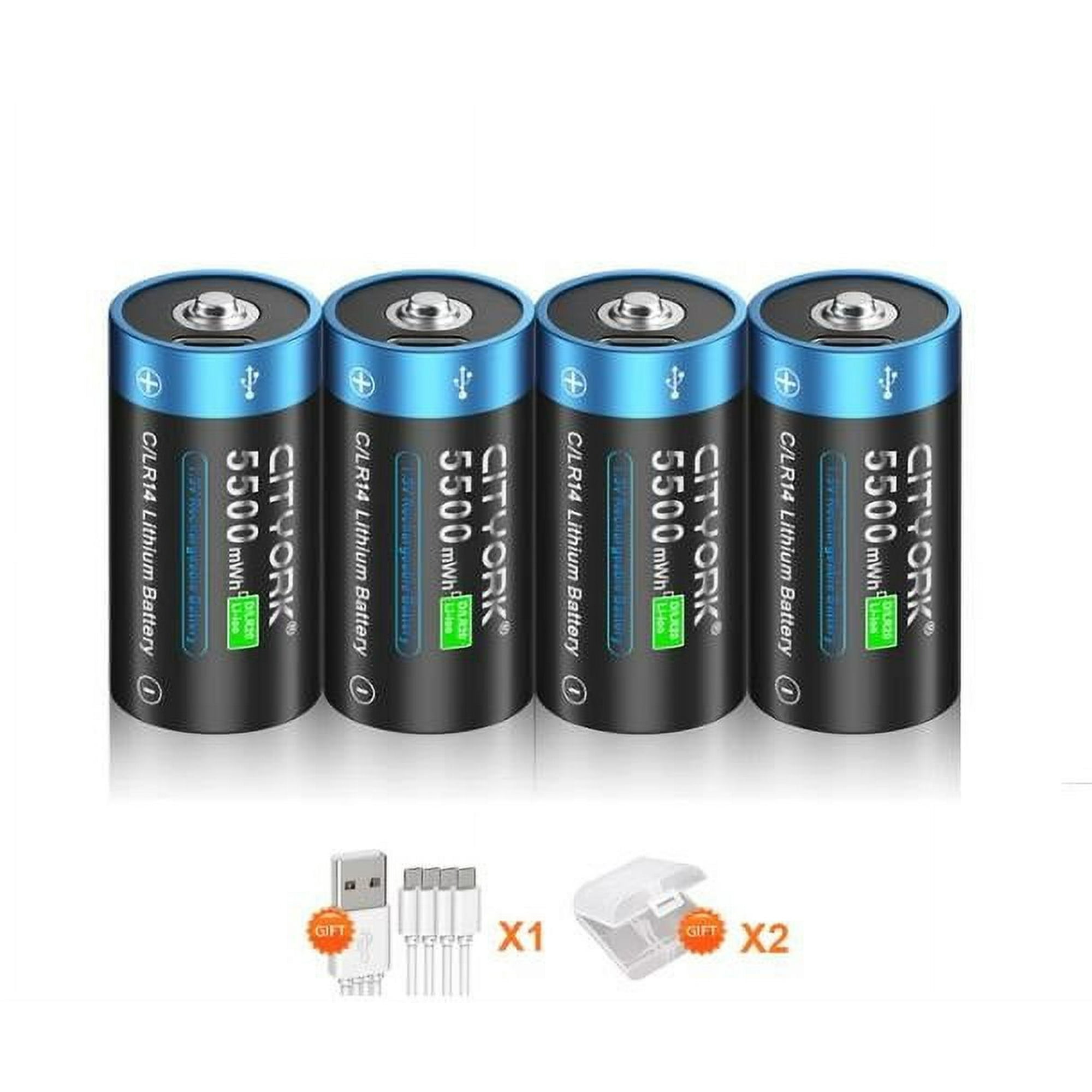 8 Pack 1.5V USB Rechargeable Lithium Batteries, Constant Output C Cell ...