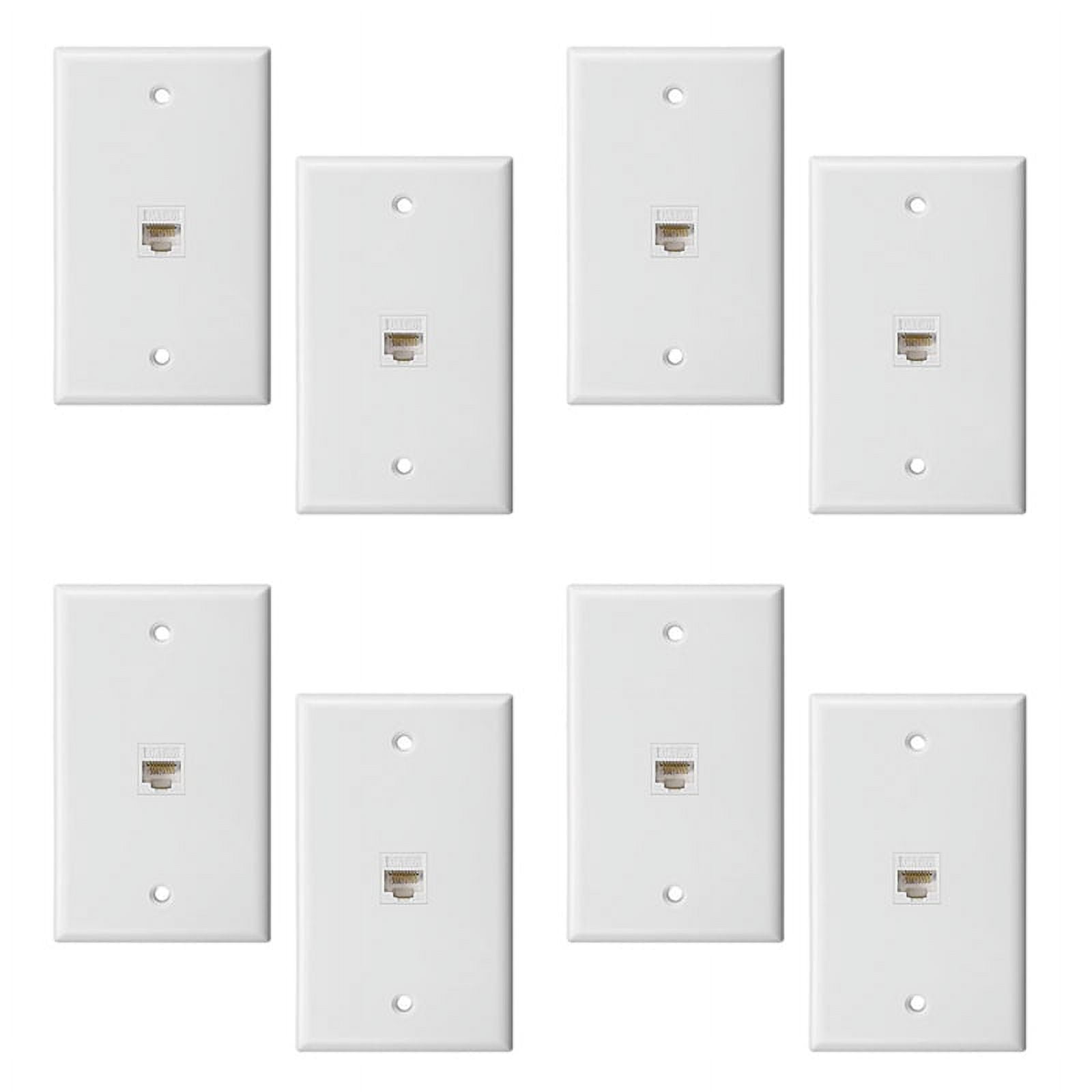 8-Pack 1-Port Ethernet Wall Plate, Jack Plate with RJ45 Female to ...