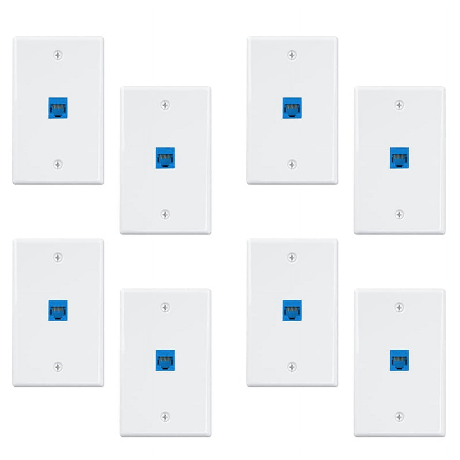 8-Pack 1 Port Ethernet Wall Plate, RJ45 Cat6 Female to Female Jack ...