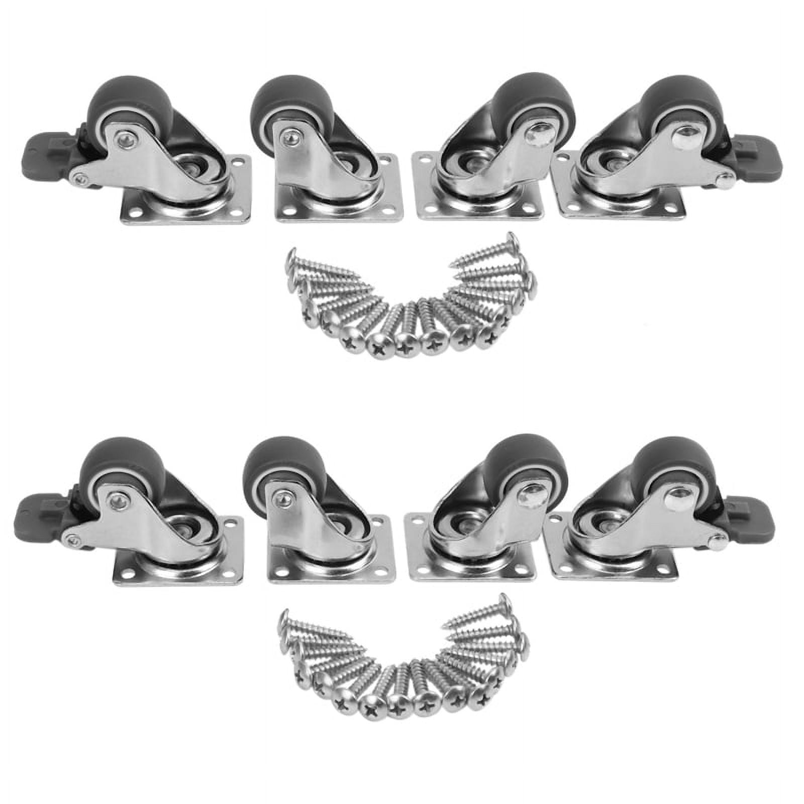 8 Pack 1 inch Low Profile Casters Wheels Soft Rubber Swivel Caster (4 ...