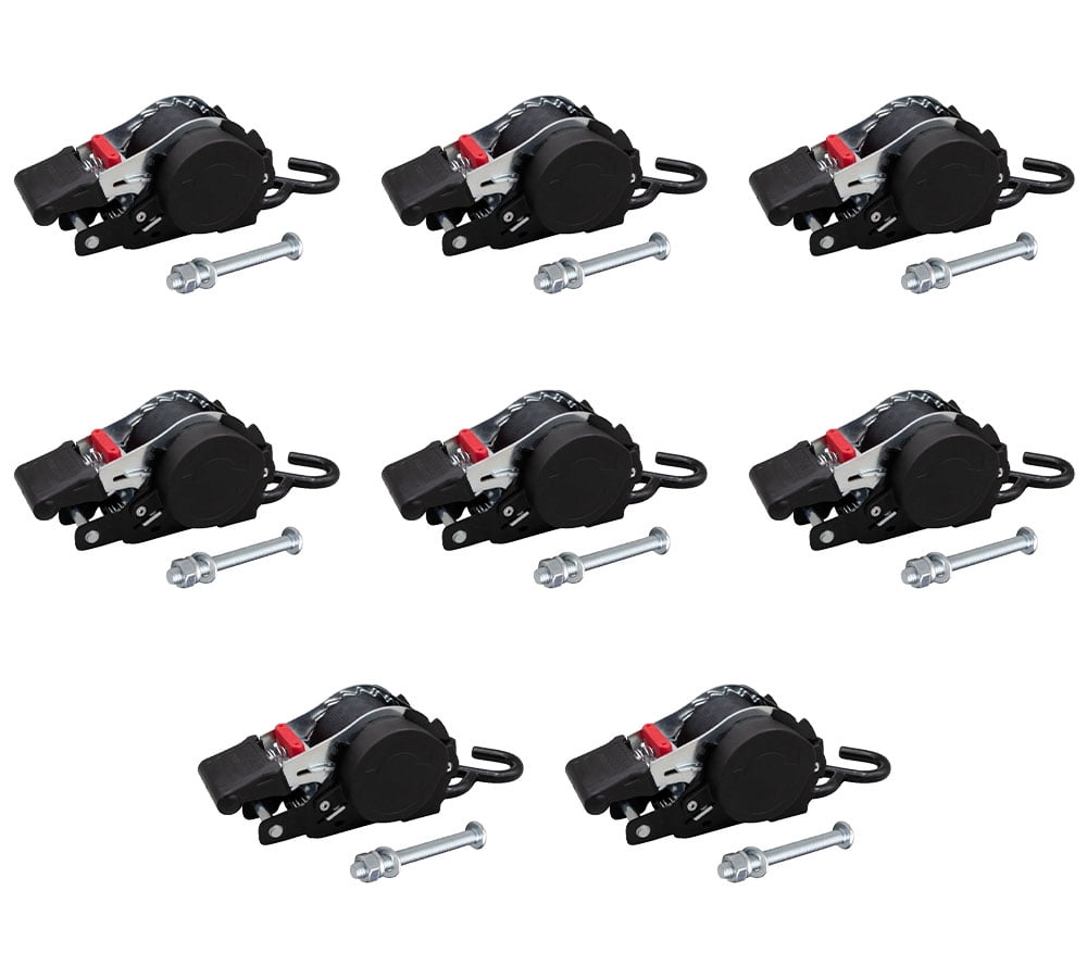 8 Pack 1" x 10' Bolt on Retractable Ratchet Straps for Cargo - Coated S ...