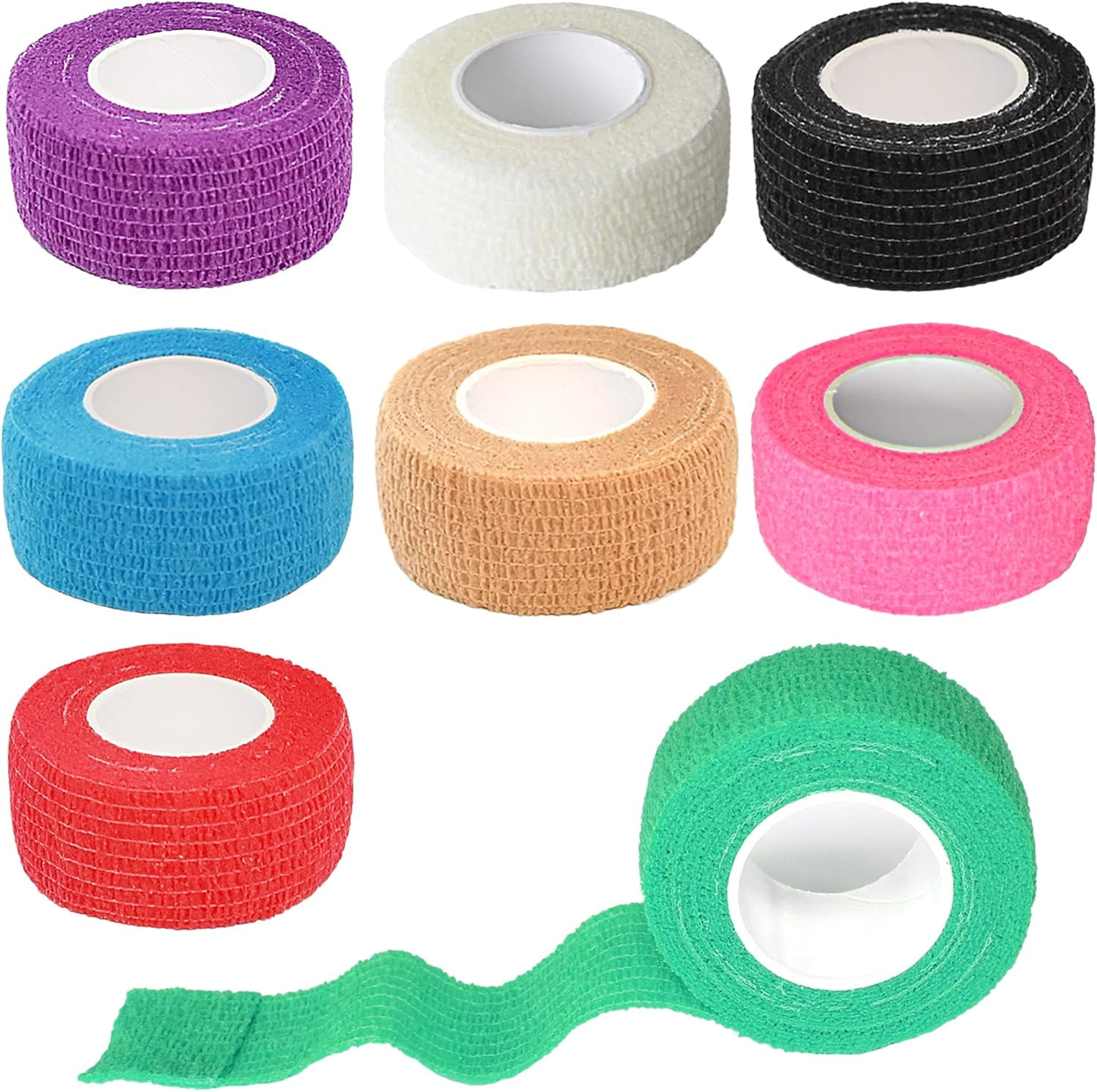 8 Pack 1 in x 5 Yards Cohesive Wrap Self Adhesive Bandage Wrap Elastic ...