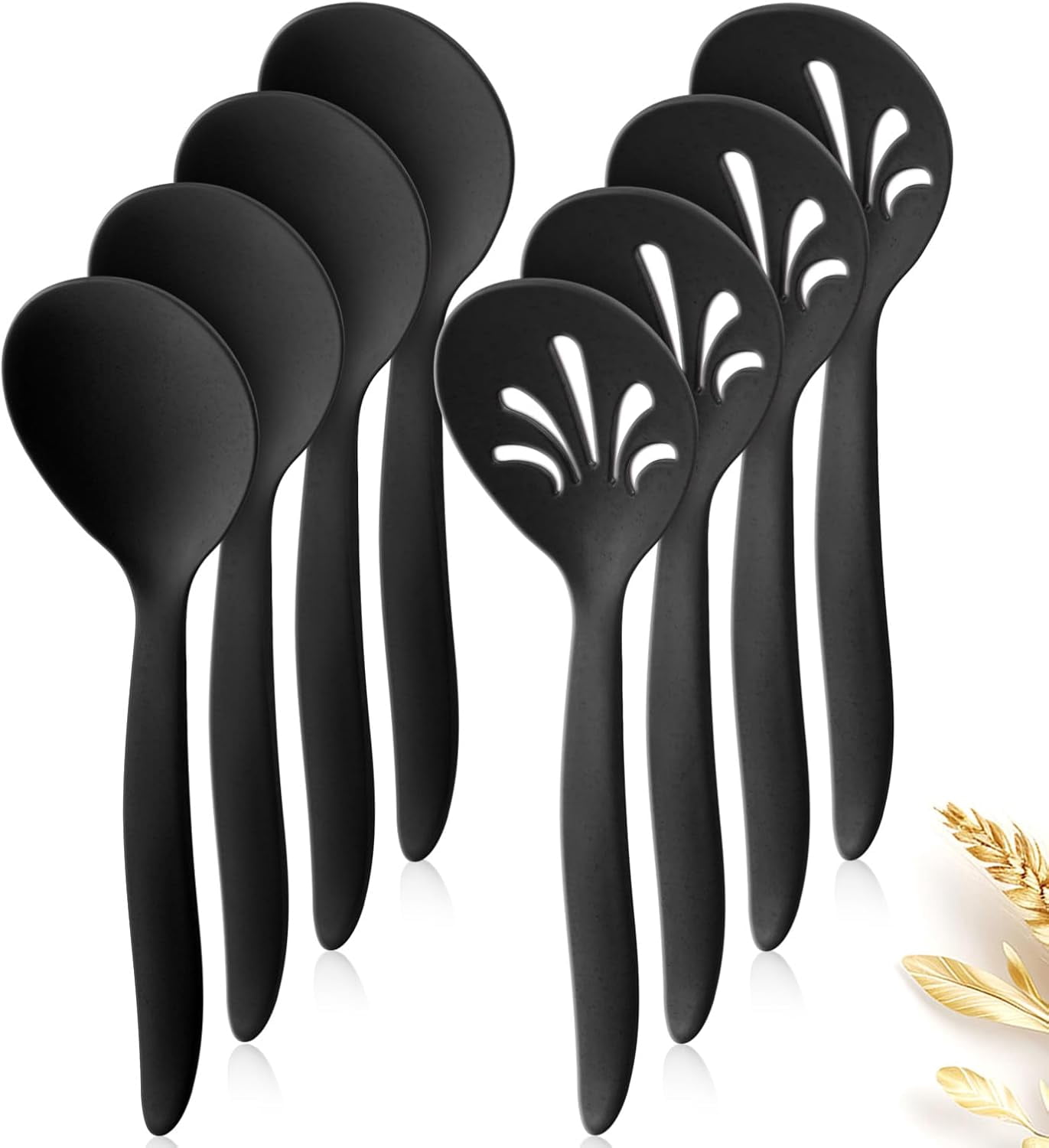 8 Pack 10" Large Reusable Plastic Wheat Straw Serving Spoon Set, 4 ...