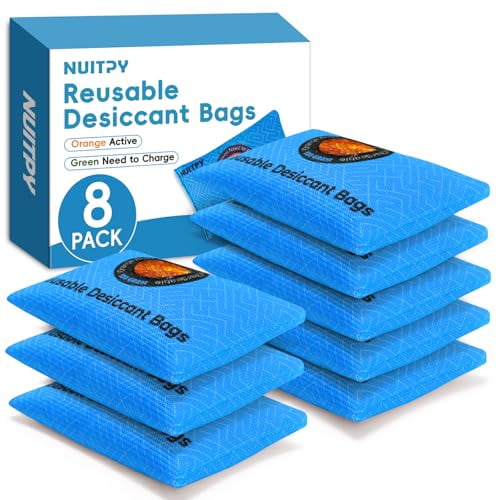 8 Pack 100g Reusable Desiccant Packs for Storage, Rechargeable Silica ...