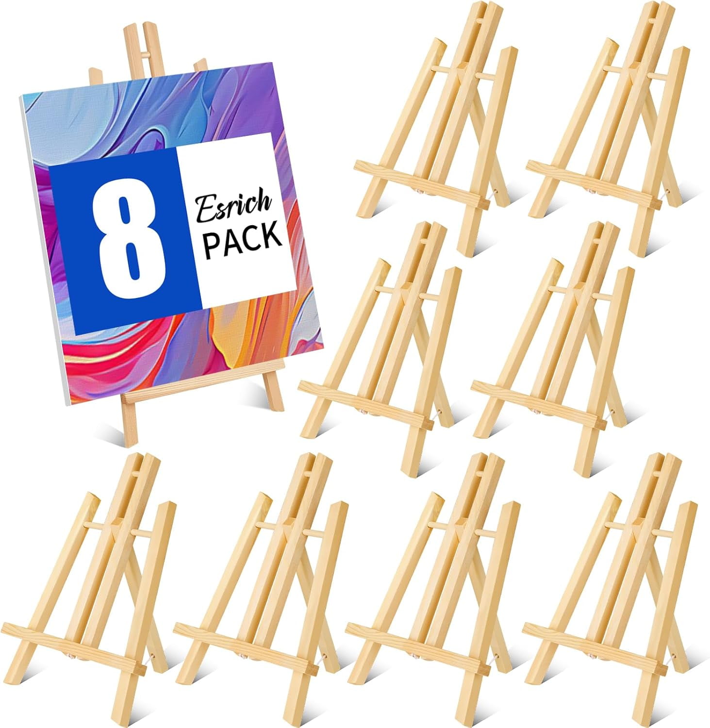 8 Pack 11.8" Wood Easels,Small Tabletop Display Stand,Easel Stand for ...