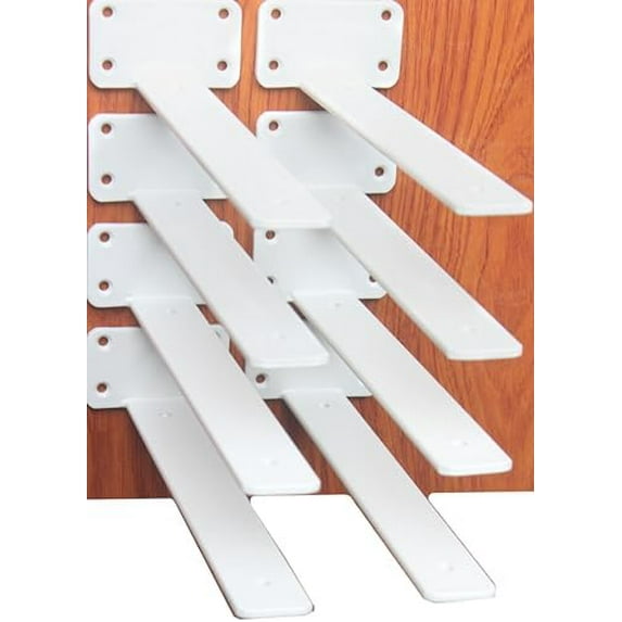 8 Pack - 11 inch White Hidden L Shelf Bracket (1/5 Inch Thicked) Iron ...