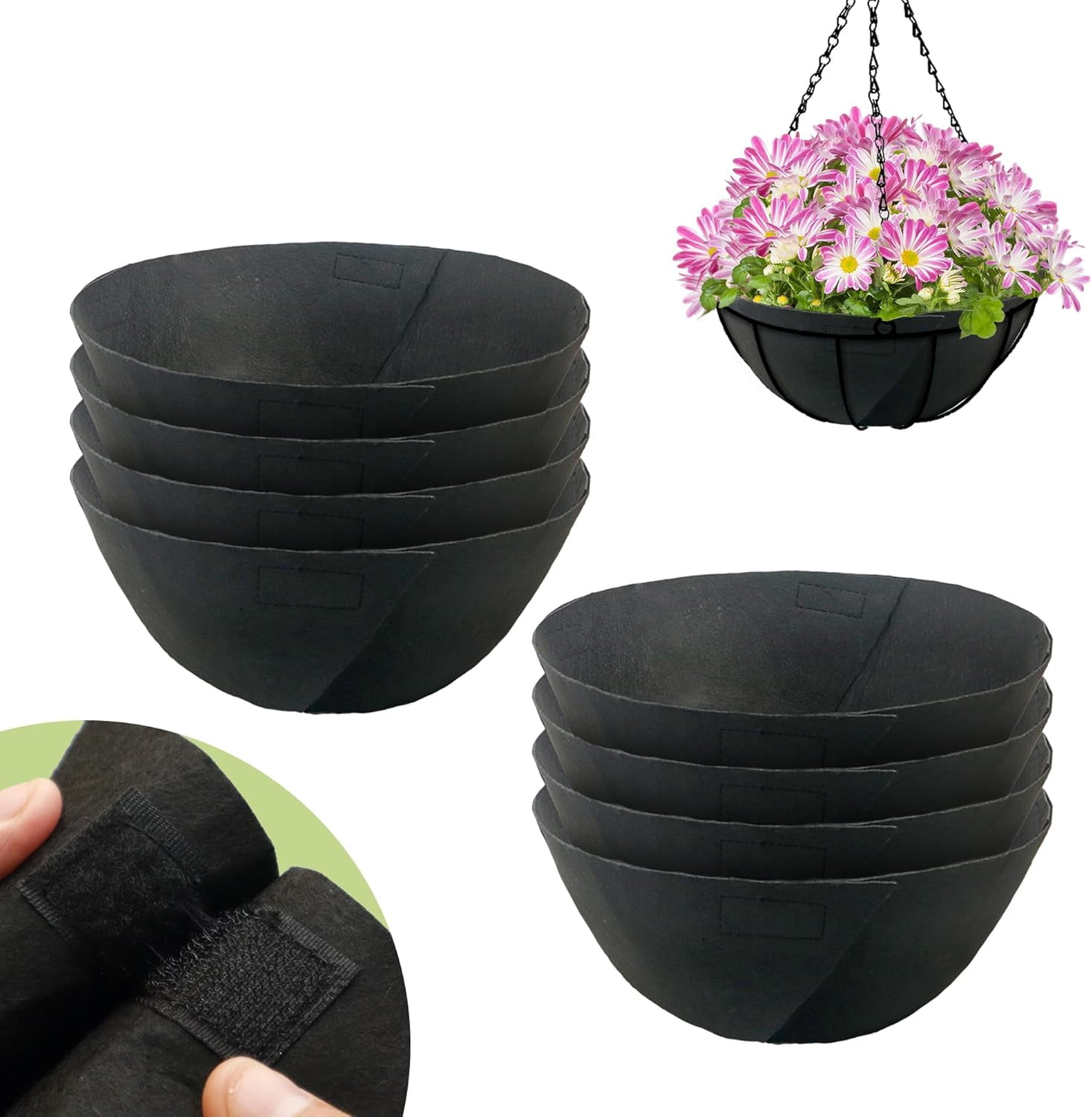 8 Pack 12 Inch Fabric Planter Basket Liner- Felt Flower Pot Liners ...