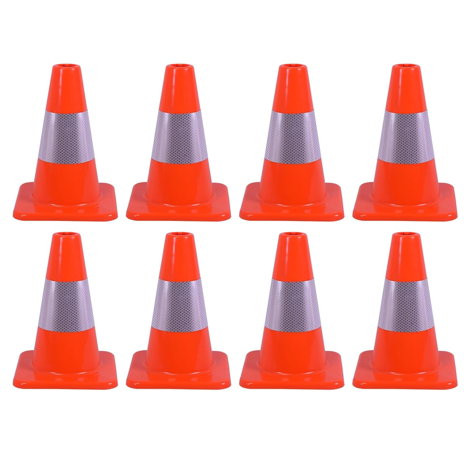 8 Pack 12" Traffic Cones with 4” Reflective Collars – Durable PVC ...