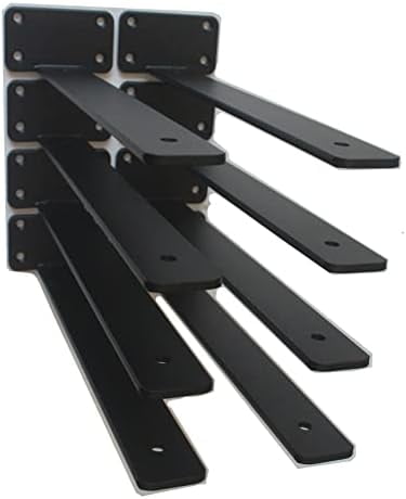 8 Pack - 12 inch Black Hidden L Shelf Bracket (1/5 Inch Thicked) Iron Floating Shelf Brackets ...