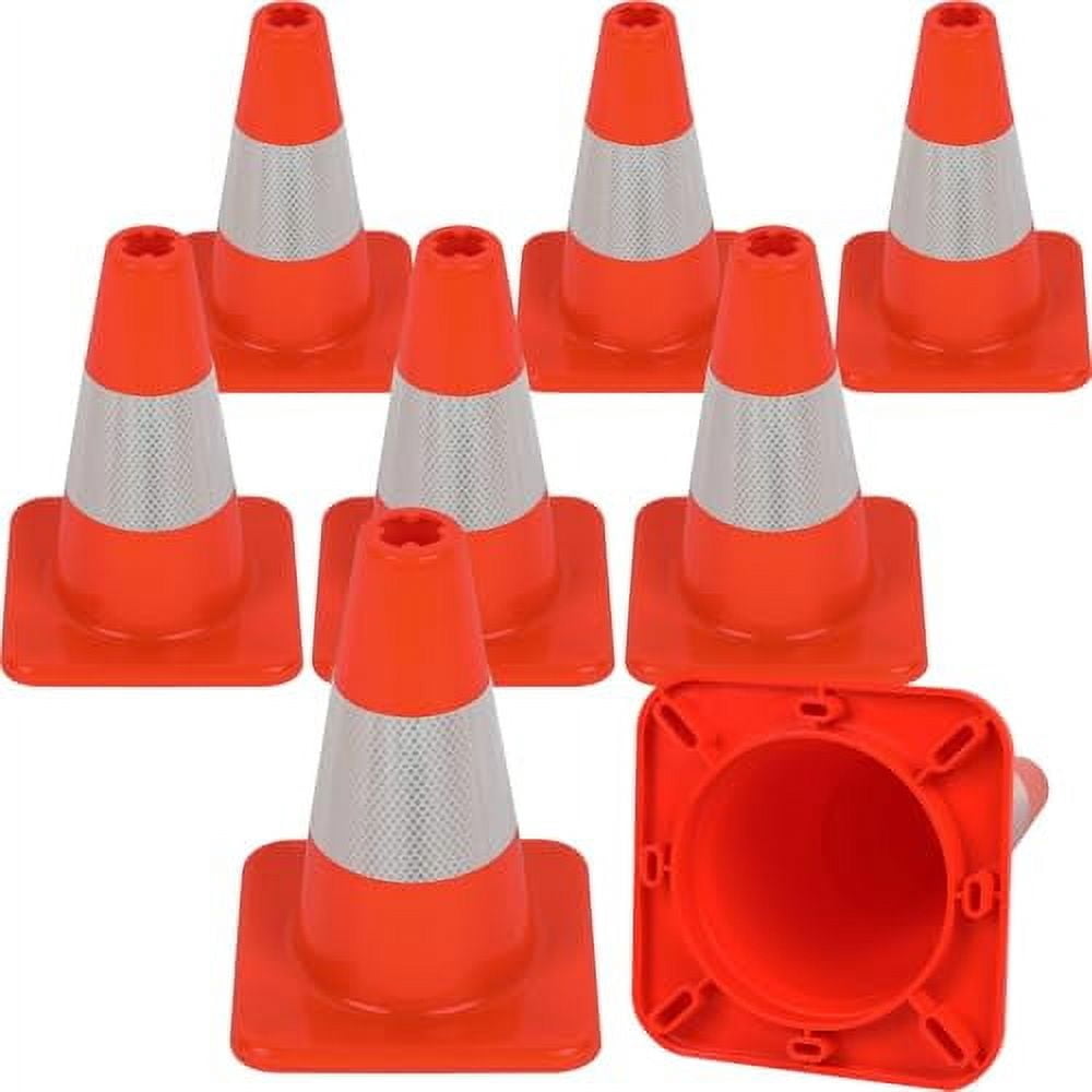 8 Pack 12" inch Overall Red Integrated Traffic Cones, 4" inch ...